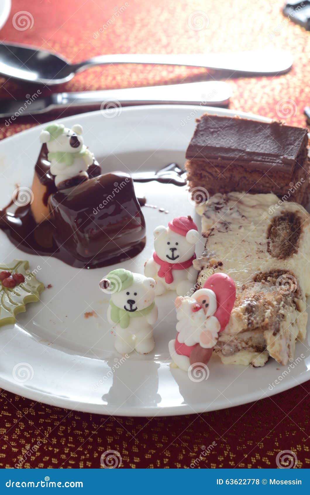 Christmas sponge cake stock photo. Image of fork, santa - 63622778