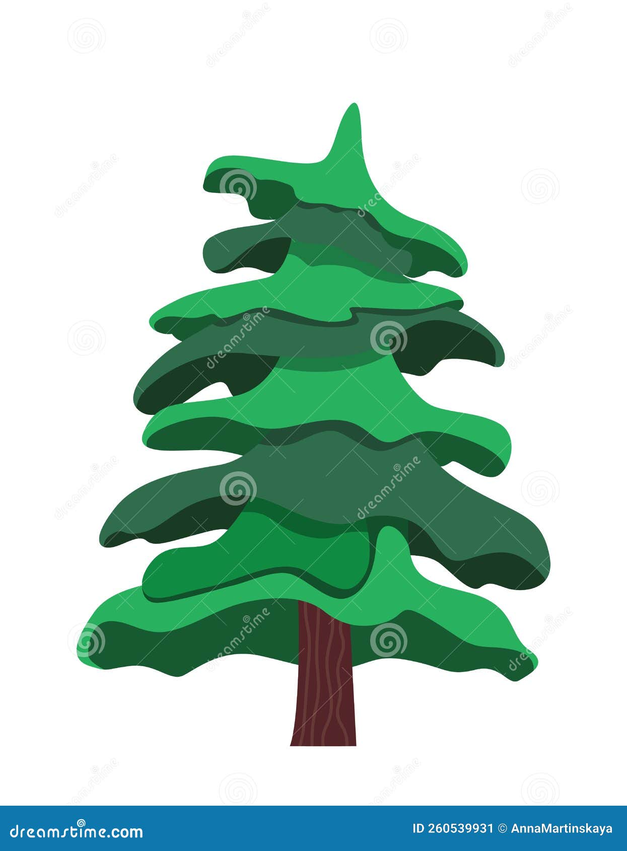 Christmas Spruce Tree. Vector Flat Vector, Cartoon Style Stock Vector ...