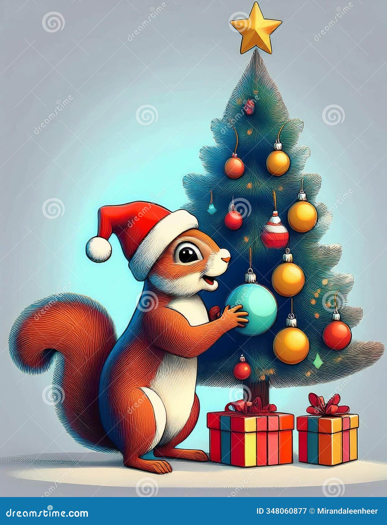 Christmas Squirrel with Gifts Cartoon Stock Illustration - Illustration ...