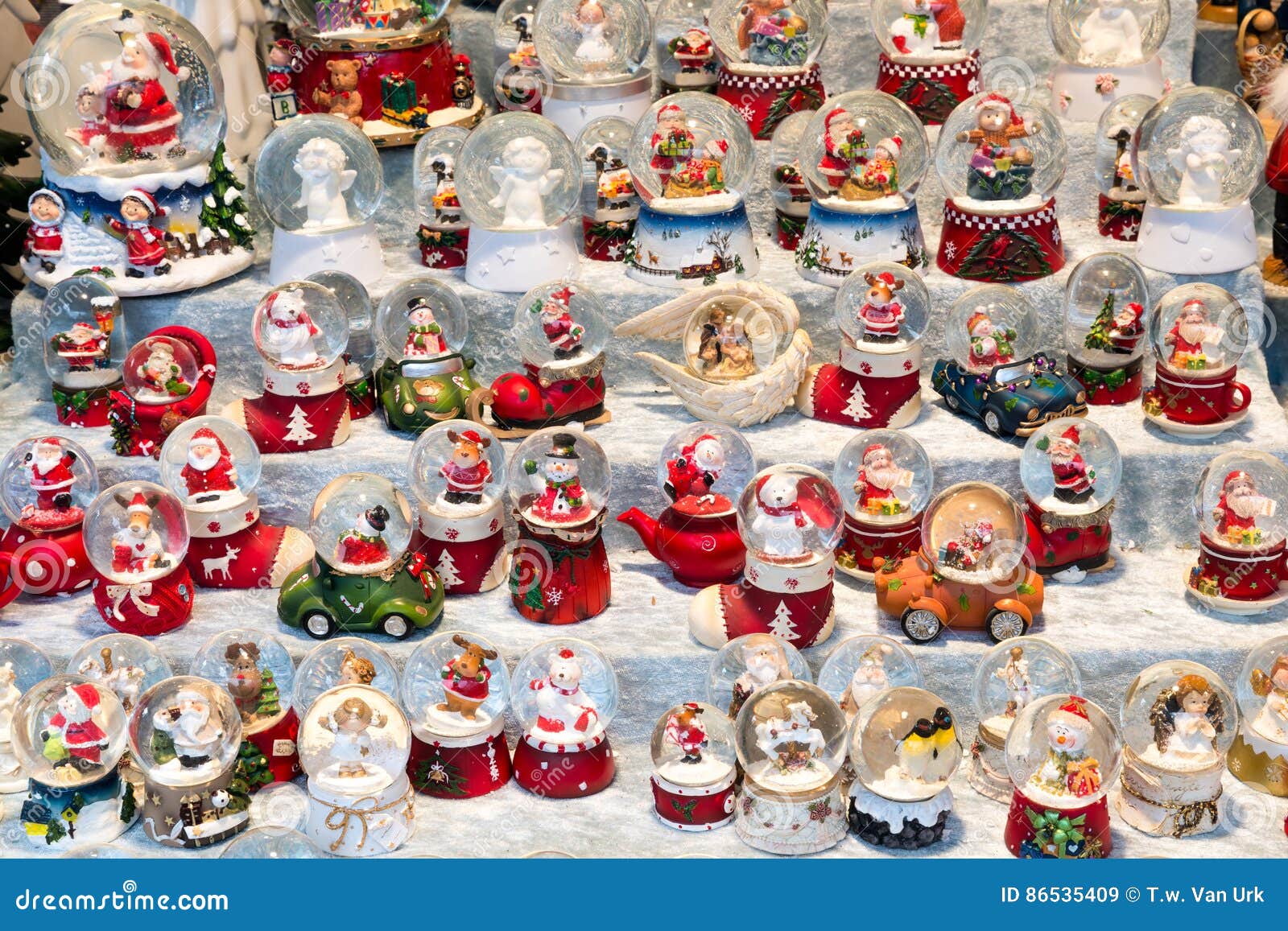 Christmas Stall with Snow Balls and Several Puppets Editorial Stock ...