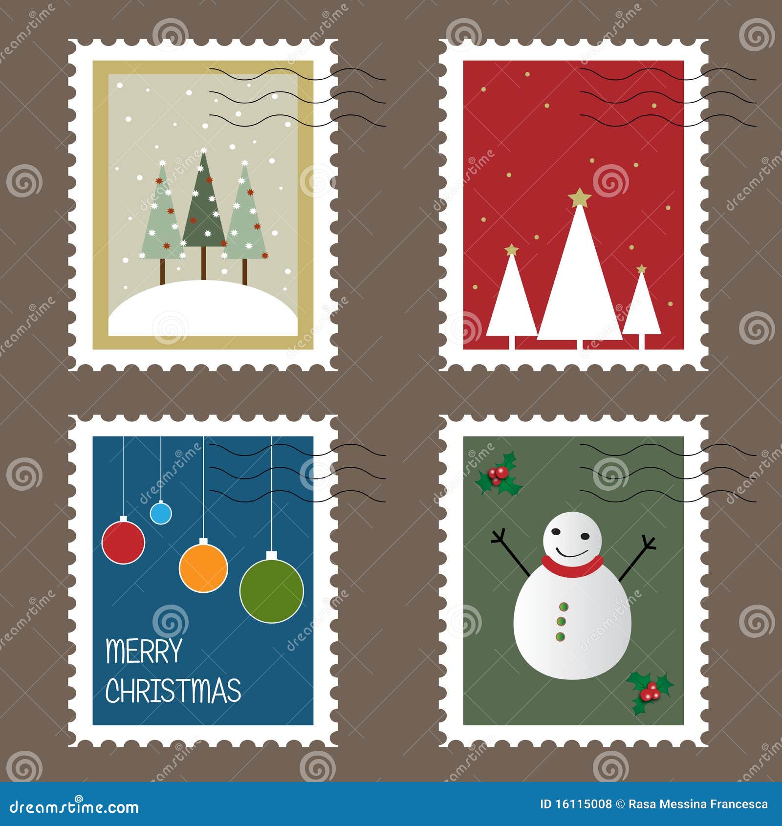 Christmas stamps stock vector. Illustration of post, decorative - 16115008