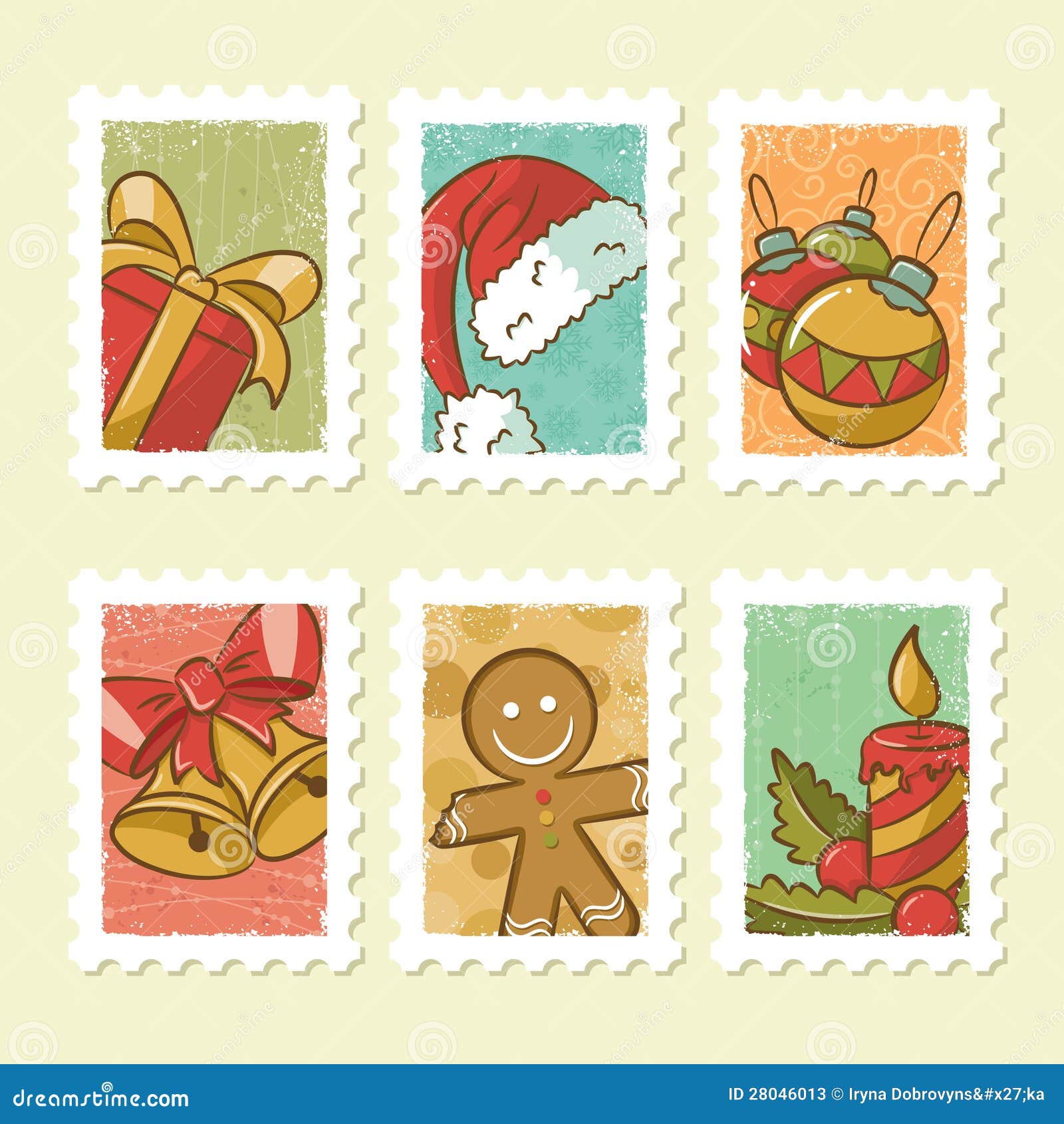 Christmas Stamps Collection Stock Vector - Illustration of doodle ...