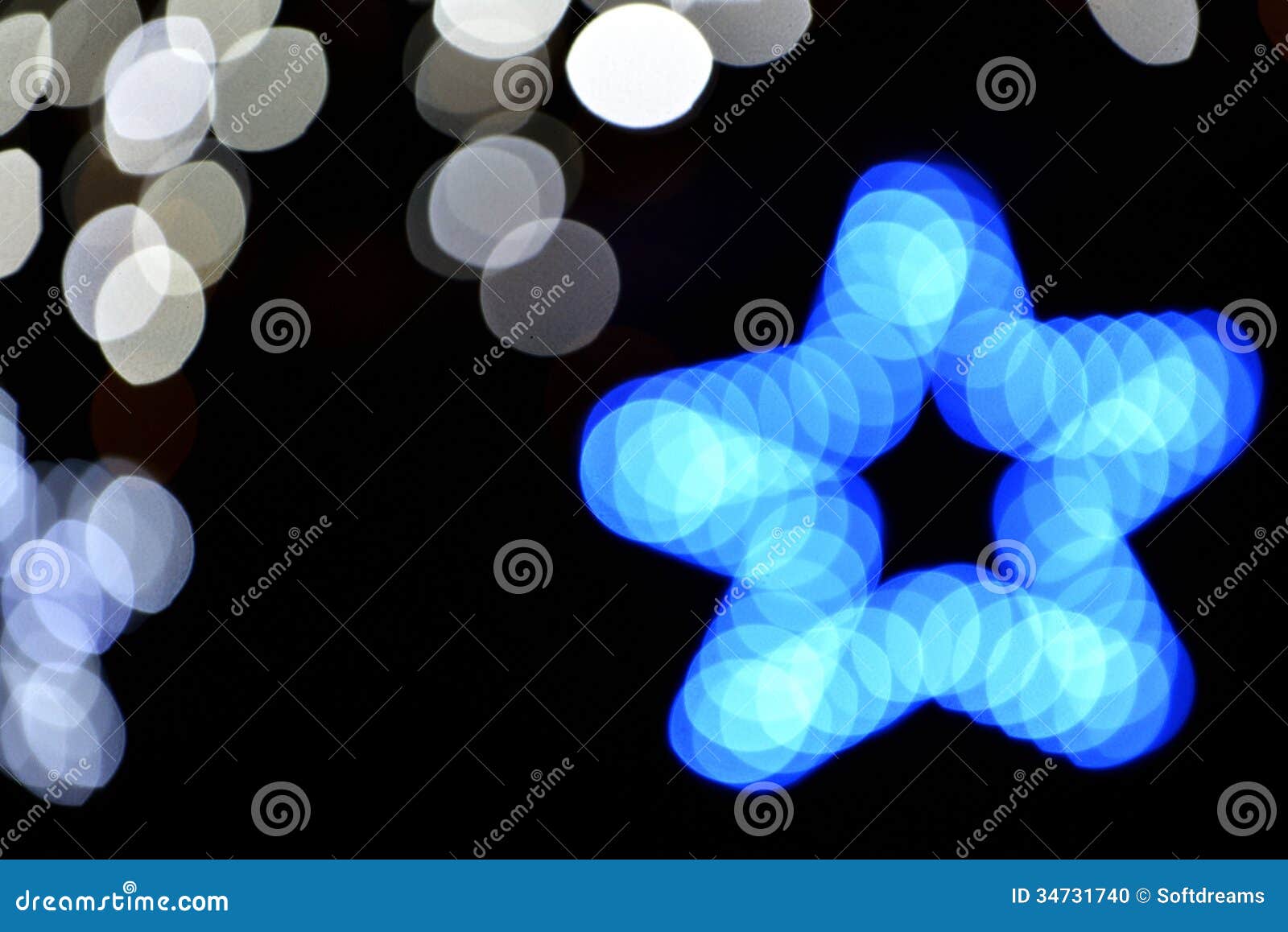Christmas Star with Blue Lights Stock Photo - Image of bokeh, xmas ...