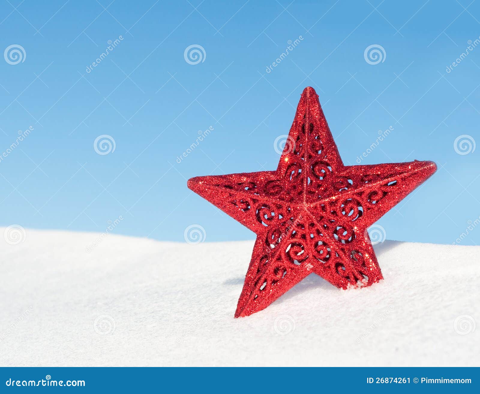 Christmas Star Glittering in Snow Stock Image - Image of delightful ...