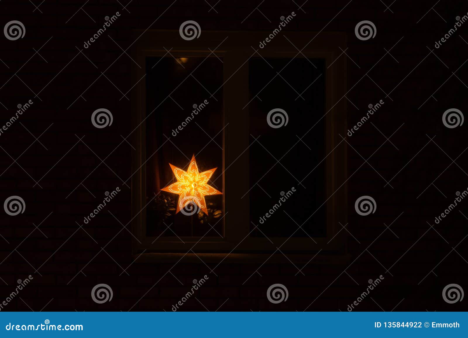 Christmas Star Lamp in Window Stock Photo - Image of shining ...