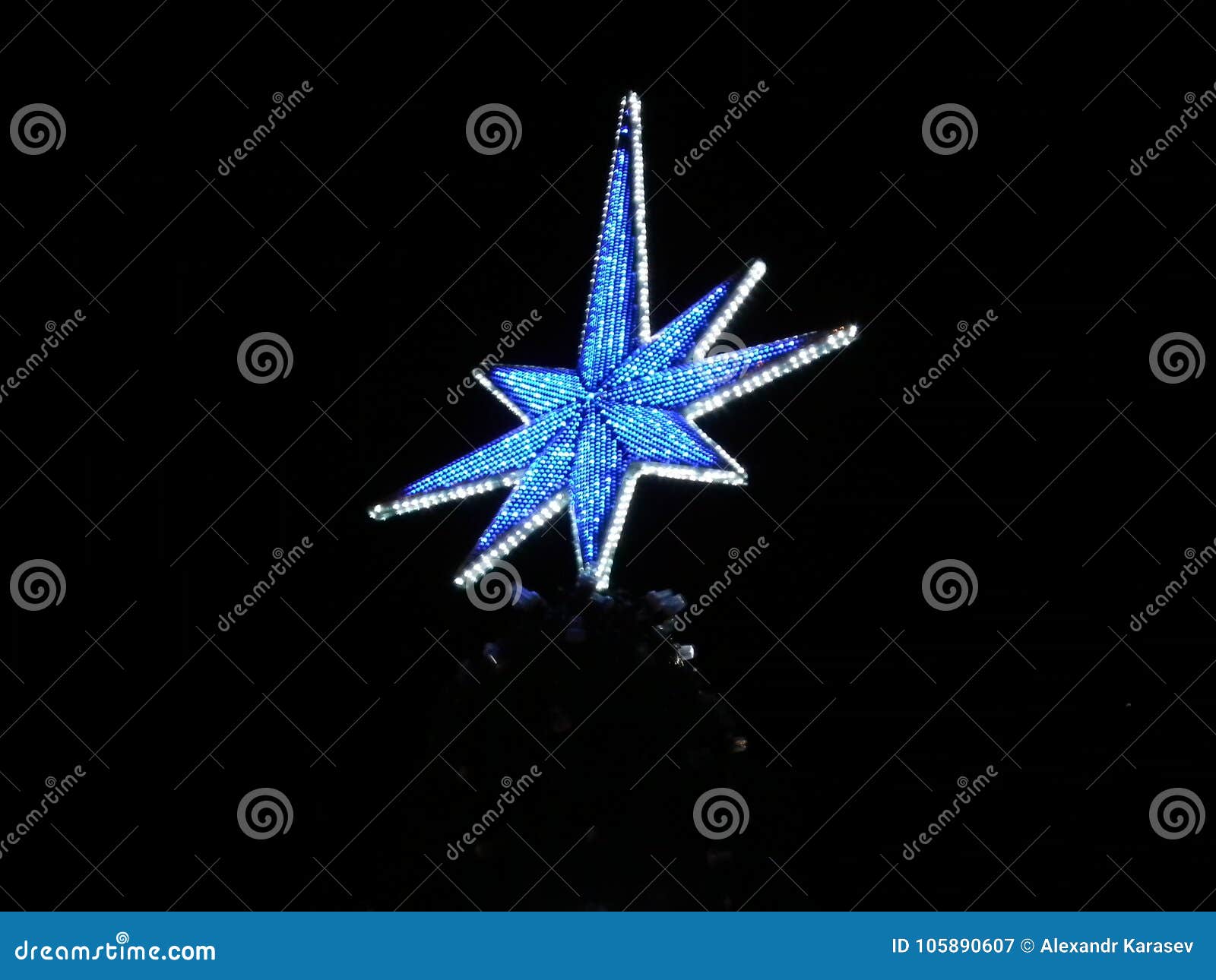 Christmas Star at Night Shining Blue Light Stock Image - Image of white ...