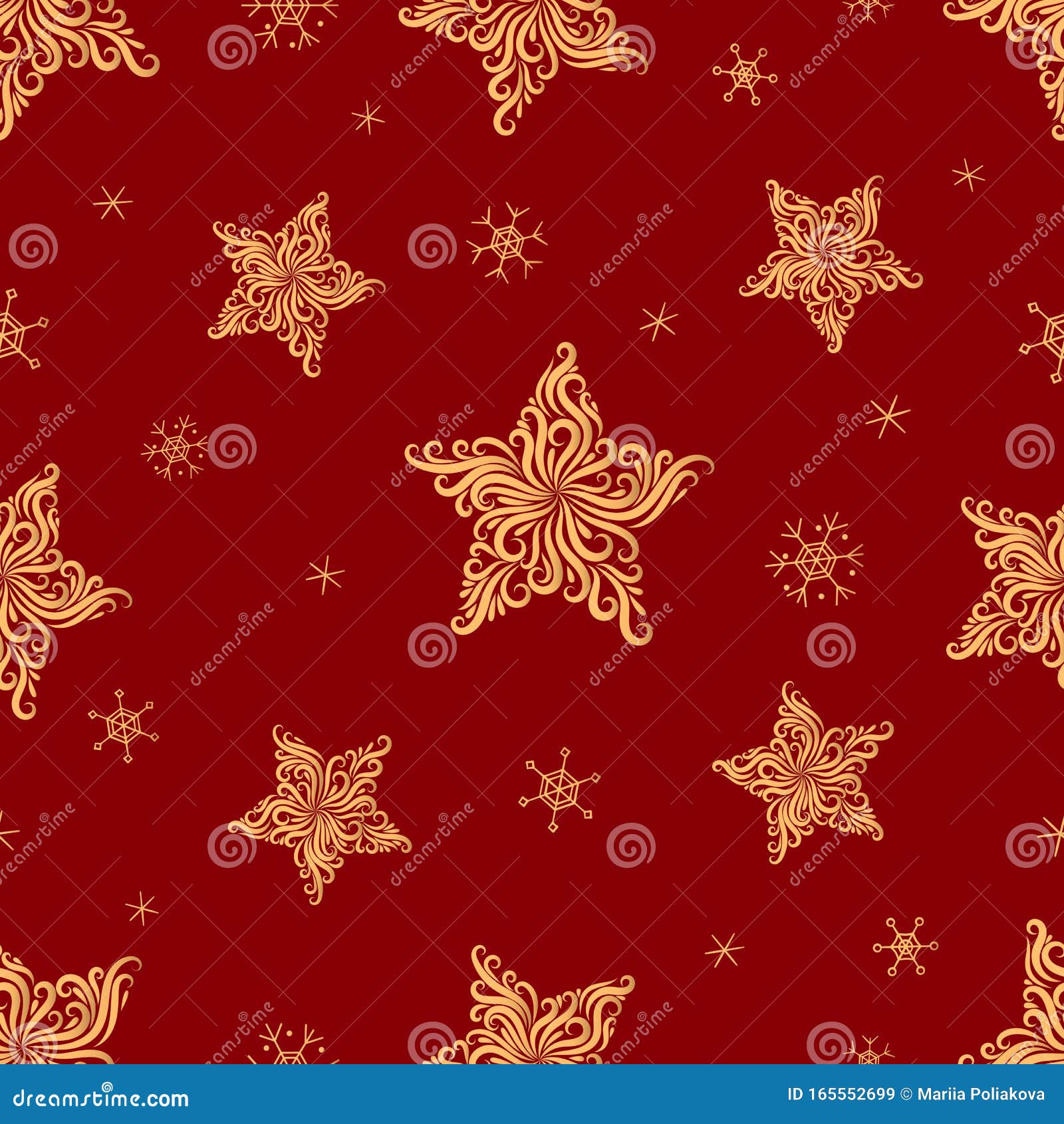 Christmas Star from Ornament Elements Vector Seamless Pattern. Stylized ...