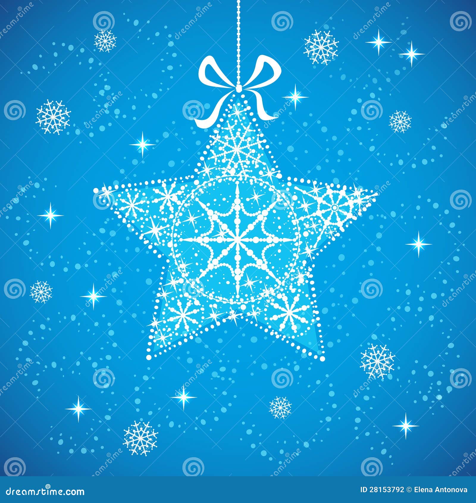Christmas Star with Snowflakes Blue. Stock Vector - Illustration of ...