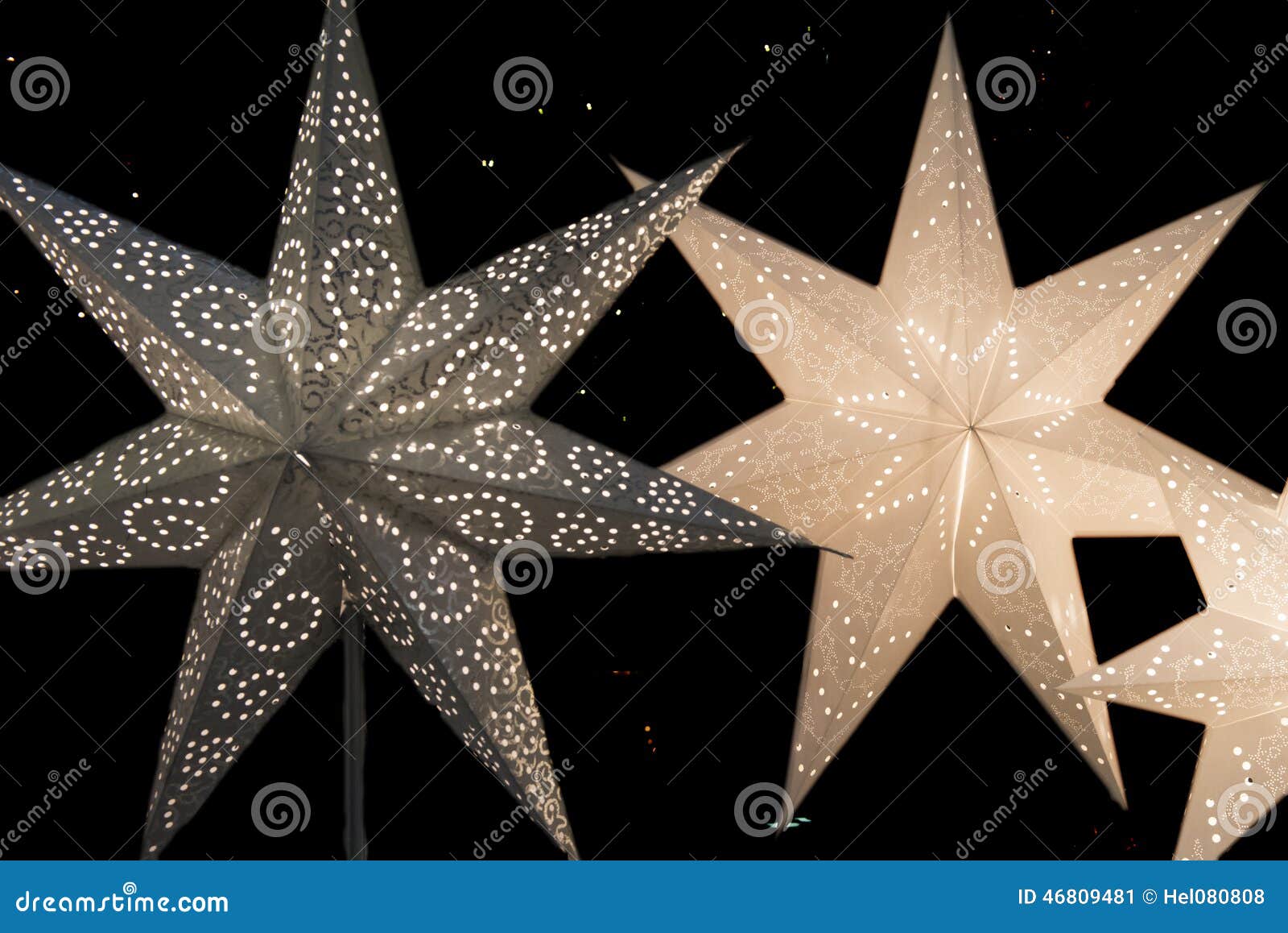 Christmas Star, Beautiful Silver and Golden Paper Stars with Hole ...