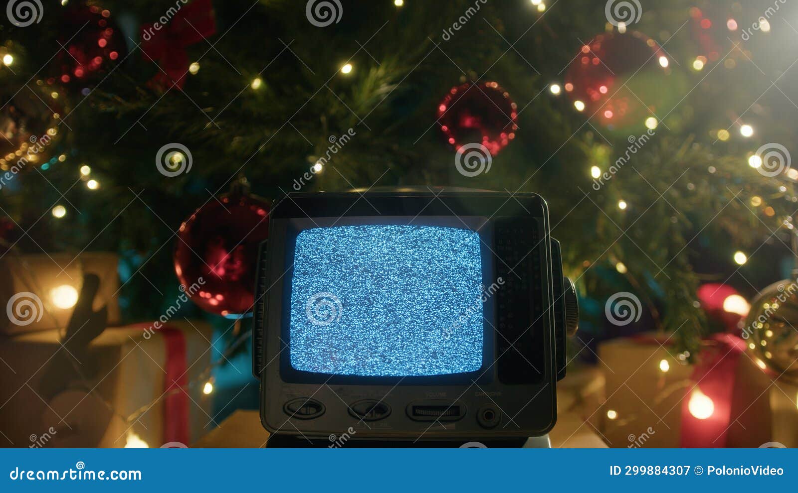 Christmas Static Television with White Noise and Flickering Stock Image ...