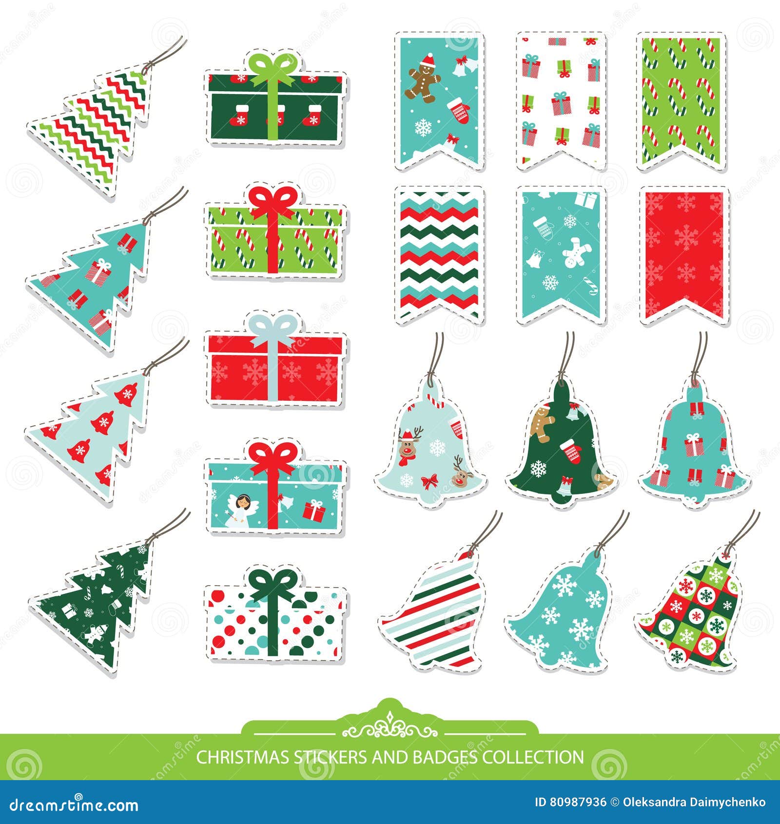 Christmas Stickers and Labels Set. Stock Illustration - Illustration of ...