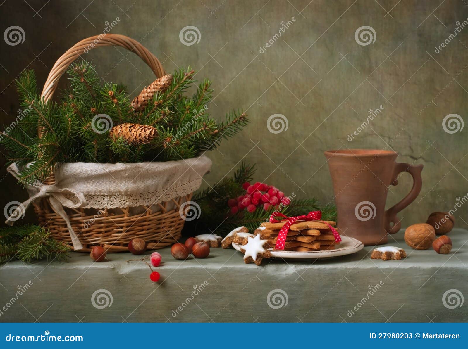 Christmas still life stock image. Image of cone, green - 27980203
