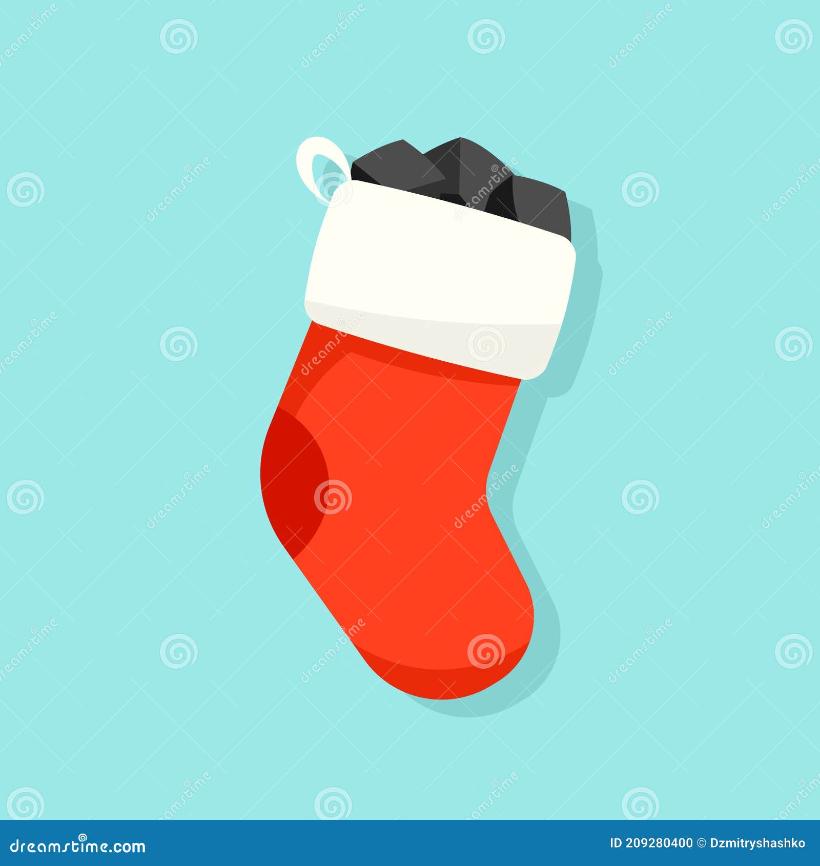 Christmas Stocking with Coal Illustration. Stock Vector - Illustration ...