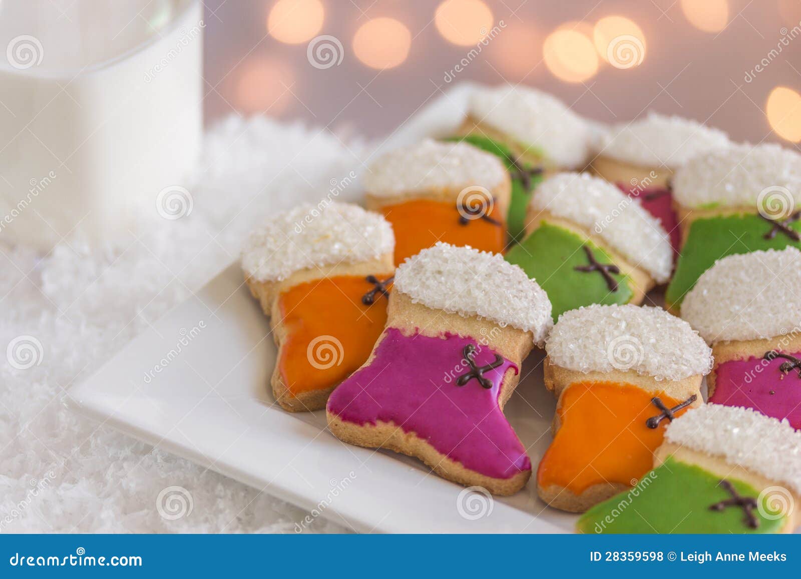 Christmas Stocking Cookies stock photo. Image of lights - 28359598