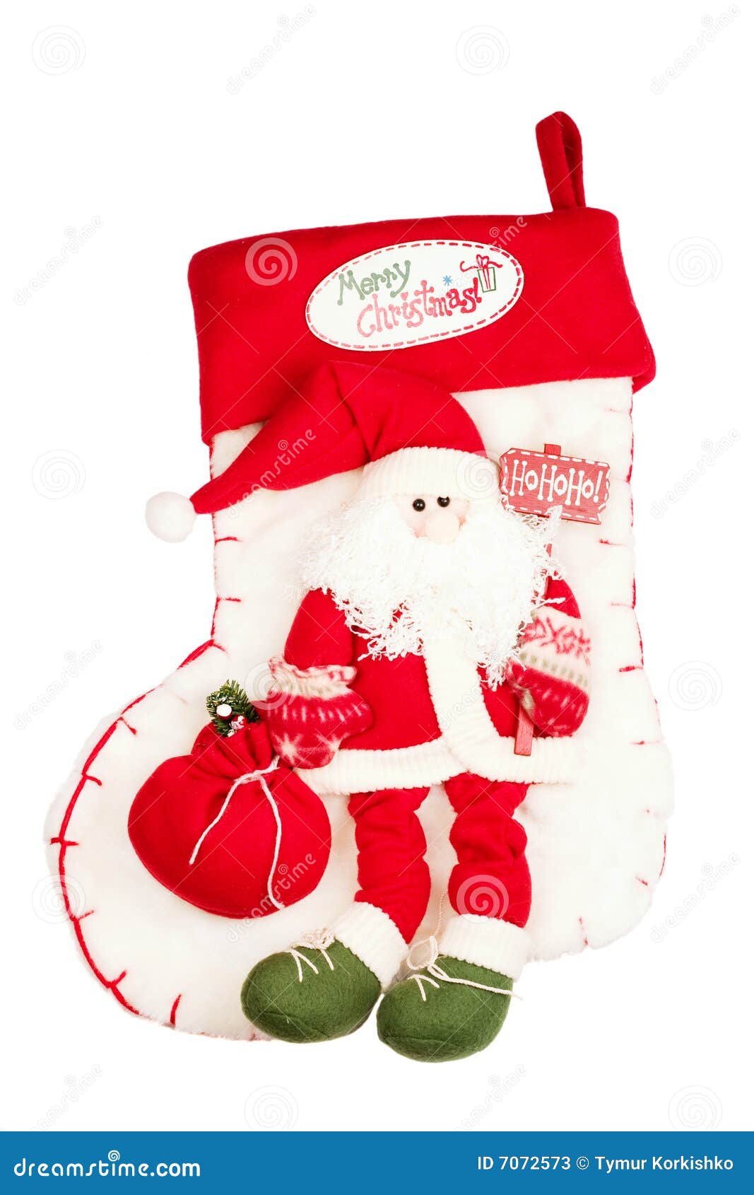 Christmas Stocking with Santa Stock Image - Image of close, claus: 7072573