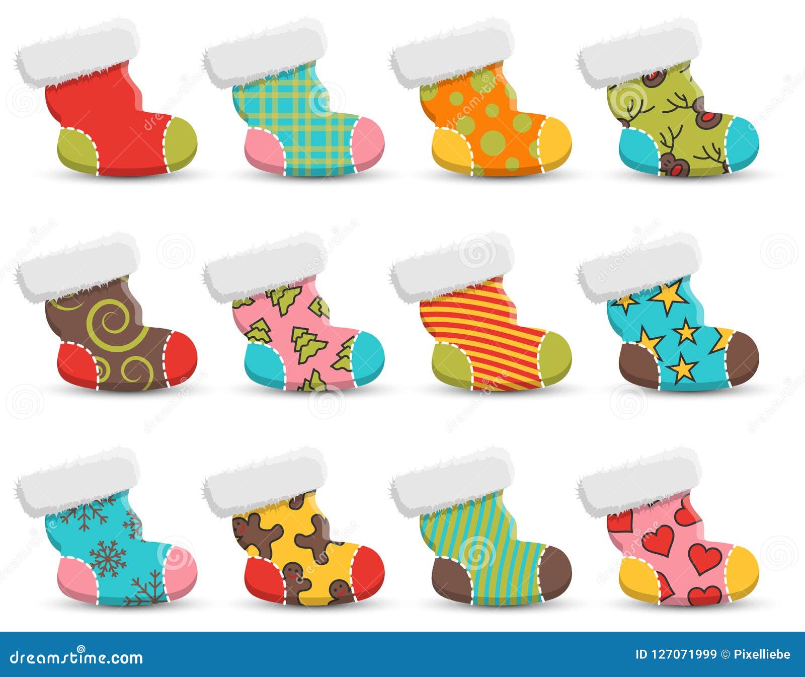 Christmas Stocking Vector Set Stock Illustration - Illustration of ...