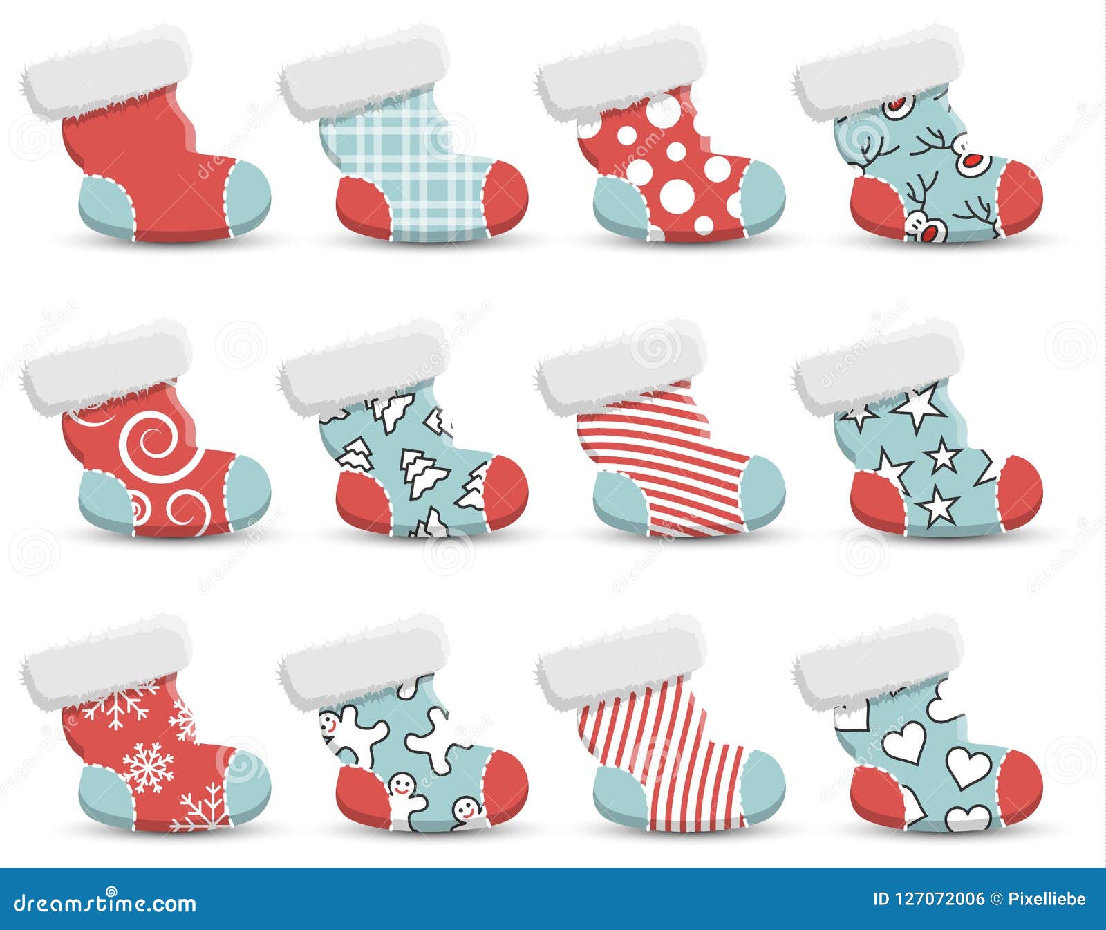 Christmas Stocking Vector Set Stock Illustration - Illustration of ...