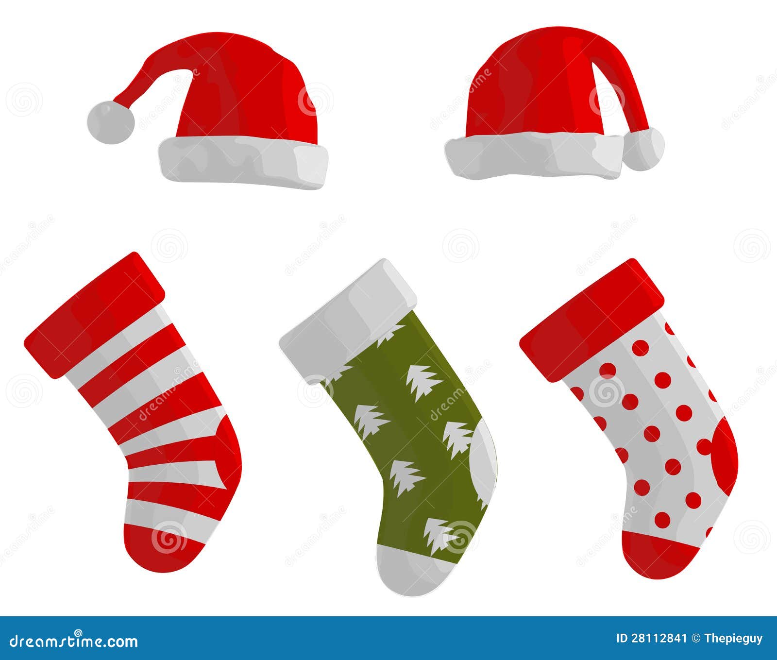 Christmas Stockings and Hats Stock Vector - Illustration of isolated ...