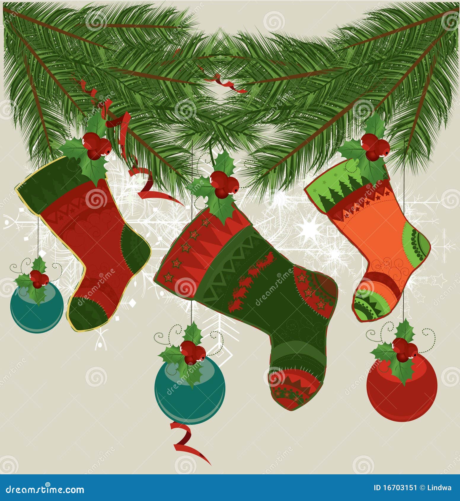 Christmas Stockings on Strings Stock Vector - Illustration of tree ...
