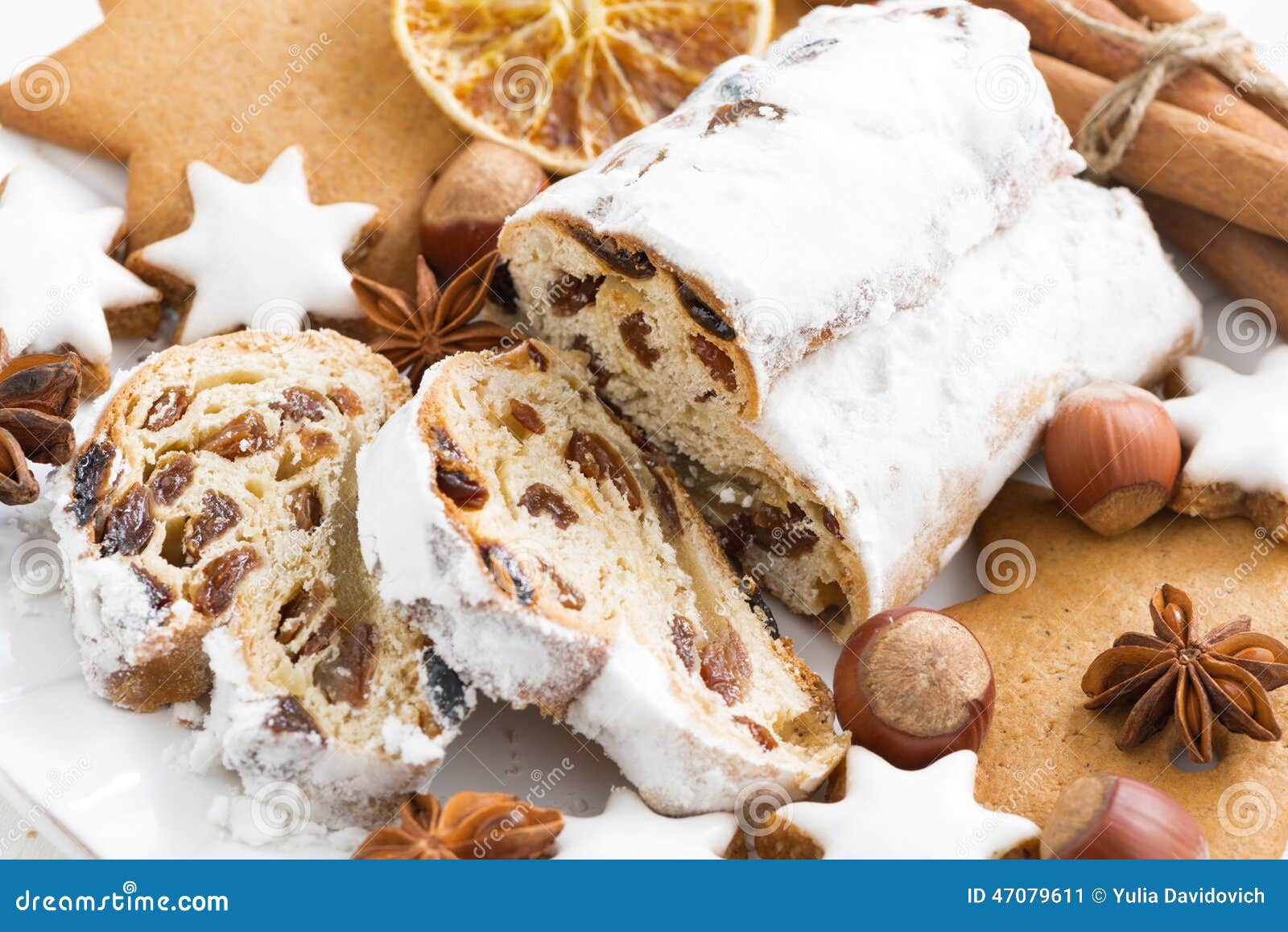 Christmas Stollen, Cookies and Spices, Close-up Stock Image - Image of ...