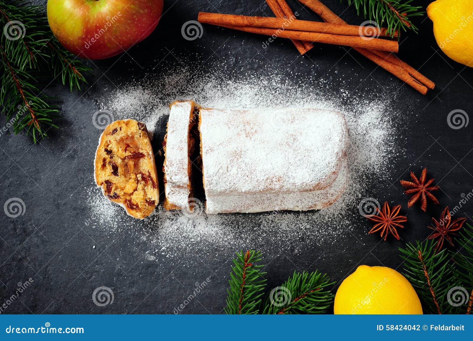 Christmas Stollen stock photo. Image of german, advent - 58424042