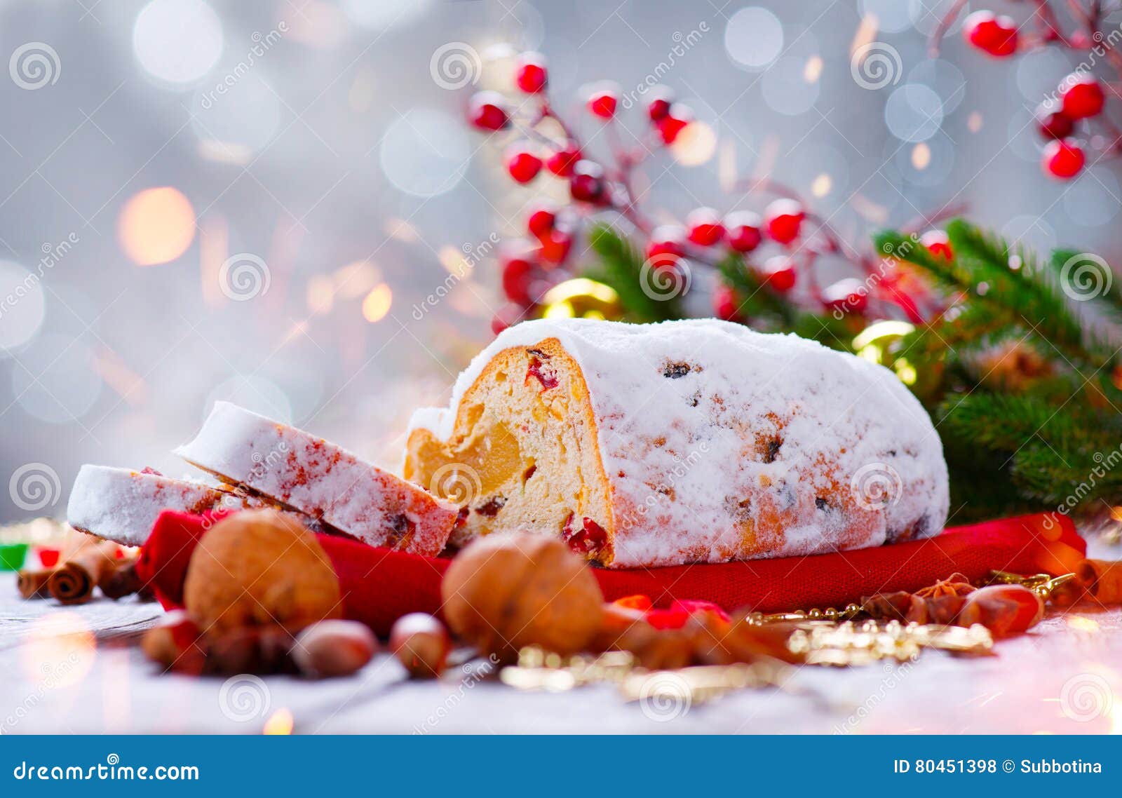 Christmas Stollen. Traditional Sweet Fruit Loaf Stock Photo - Image of ...