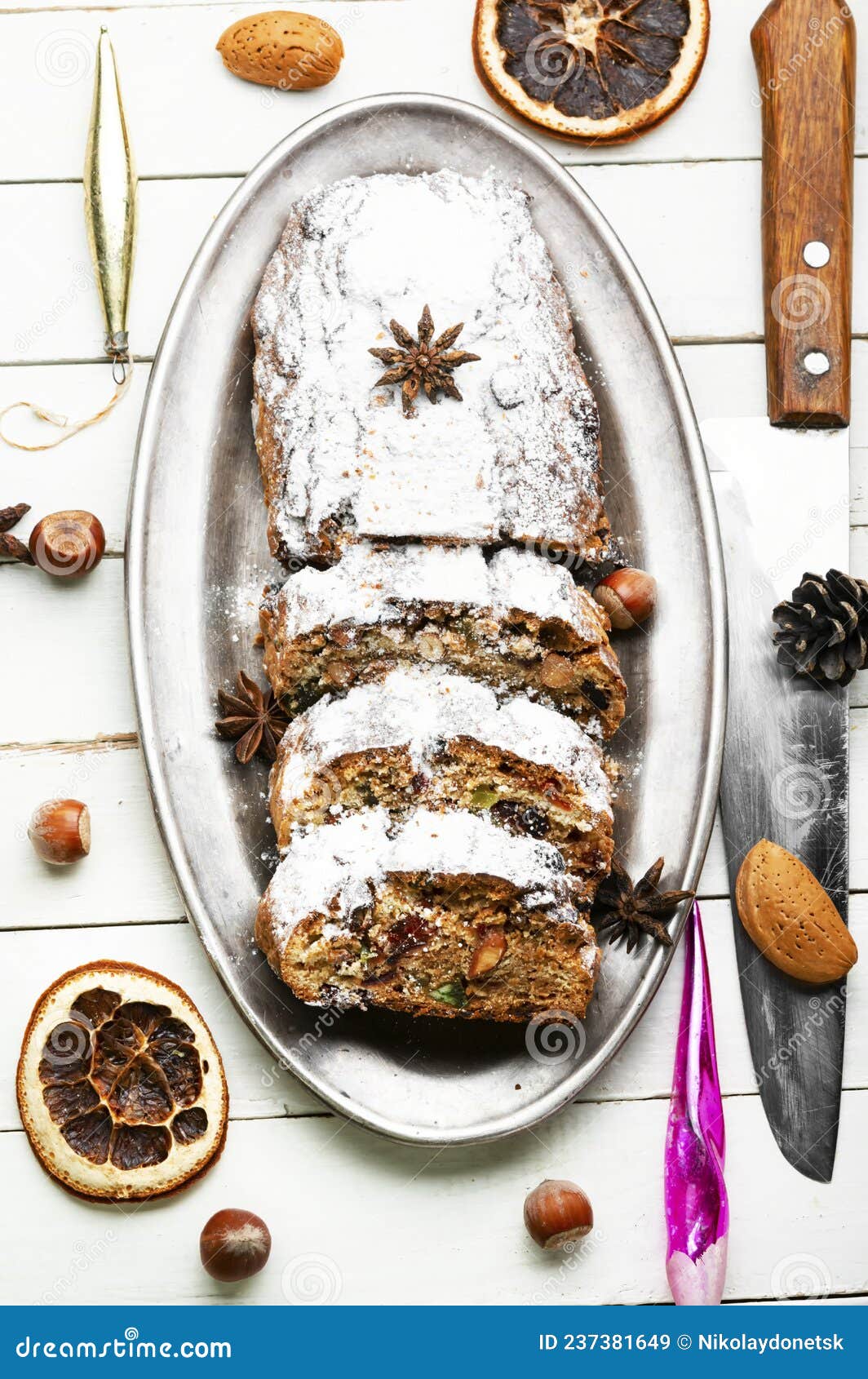 Christmas Stollen and Tree Decorations Stock Image - Image of ...