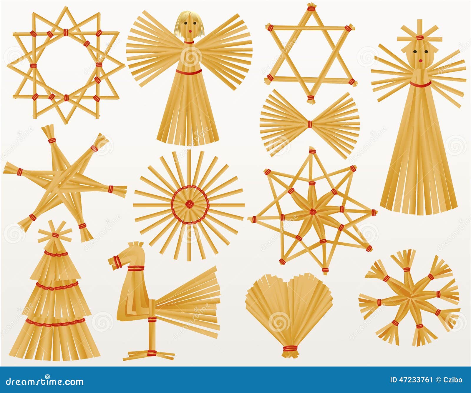 Christmas Straw Decorations Stock Vector - Illustration of merry ...