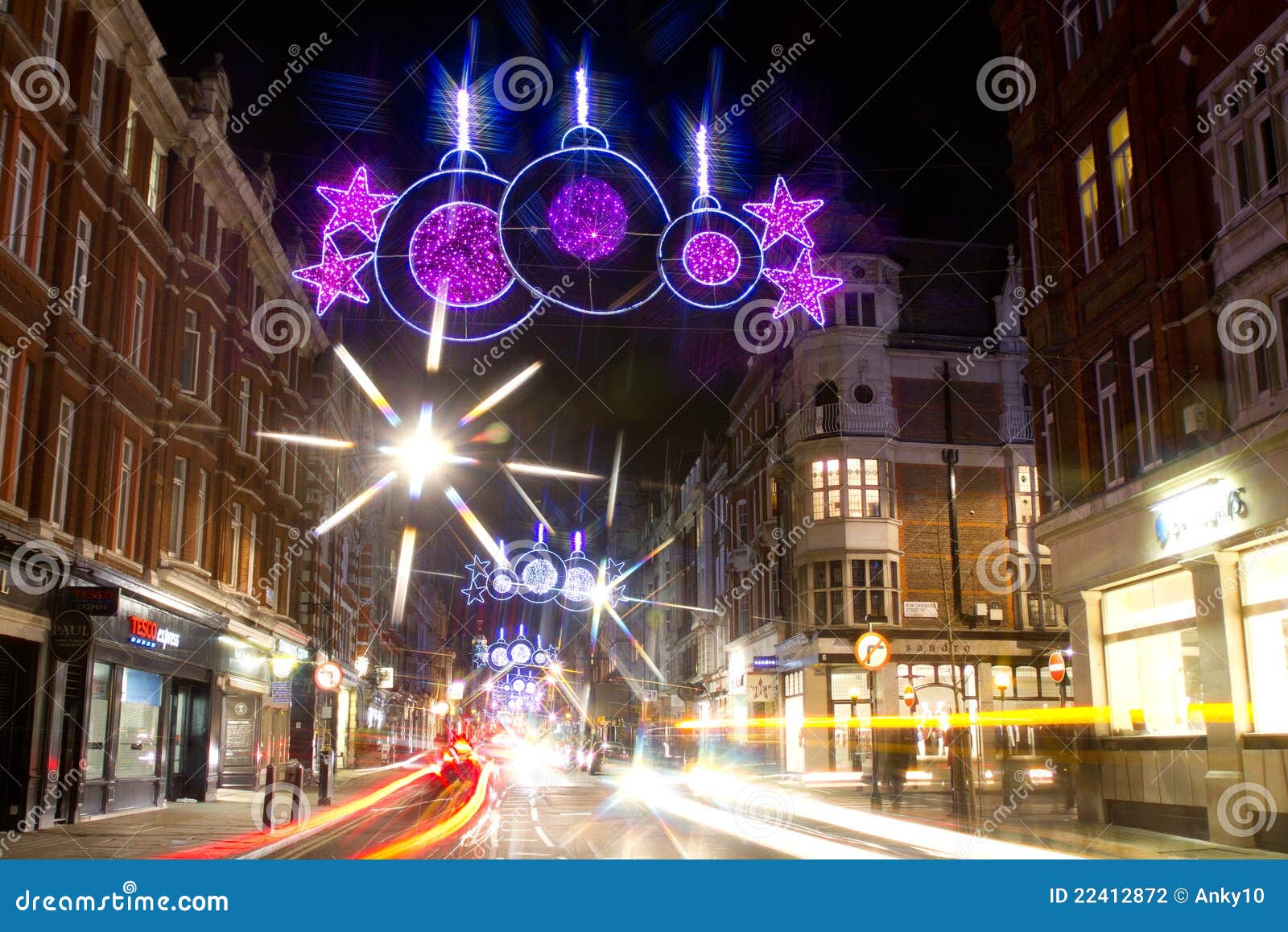 Christmas Street Lights and Traffic Editorial Photography - Image of ...