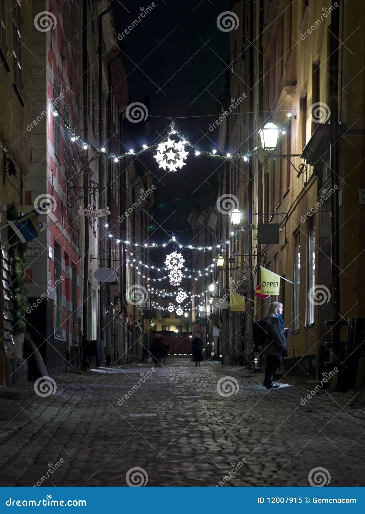 Christmas street at night stock image. Image of street - 12007915