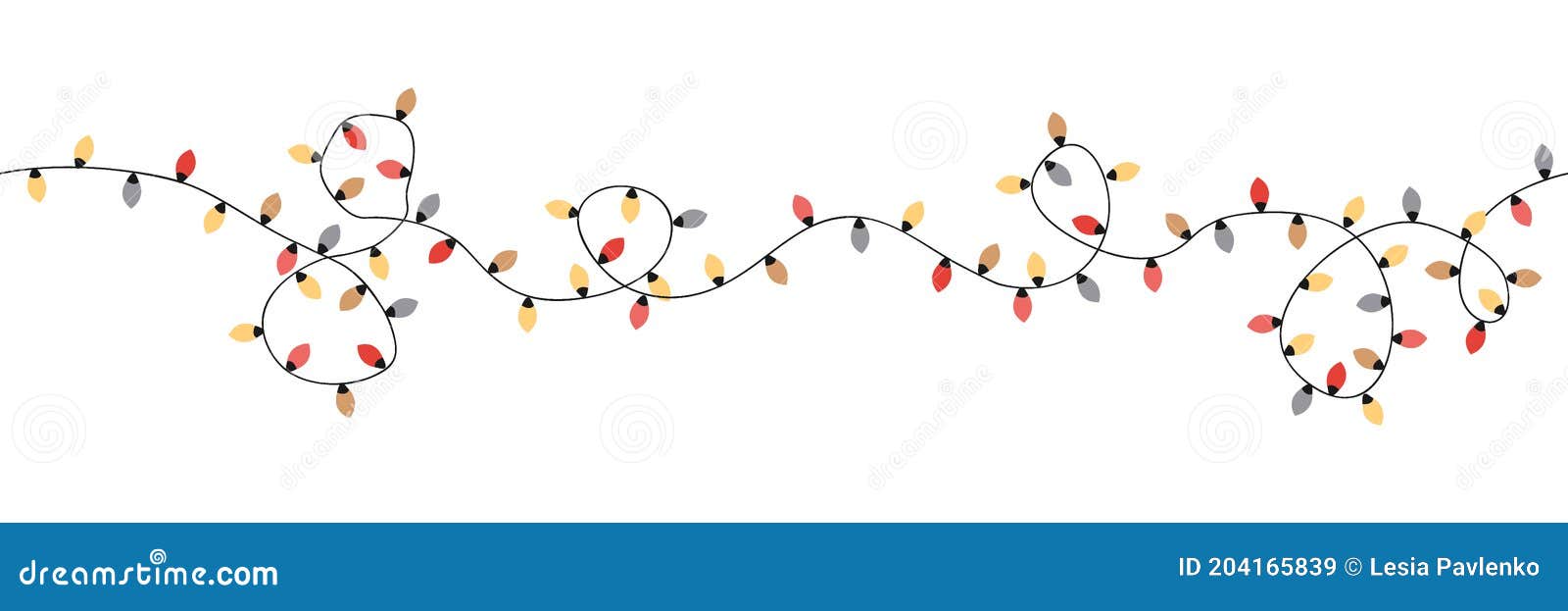 Christmas String Lights Seamless Border. Vector Illustration Stock ...