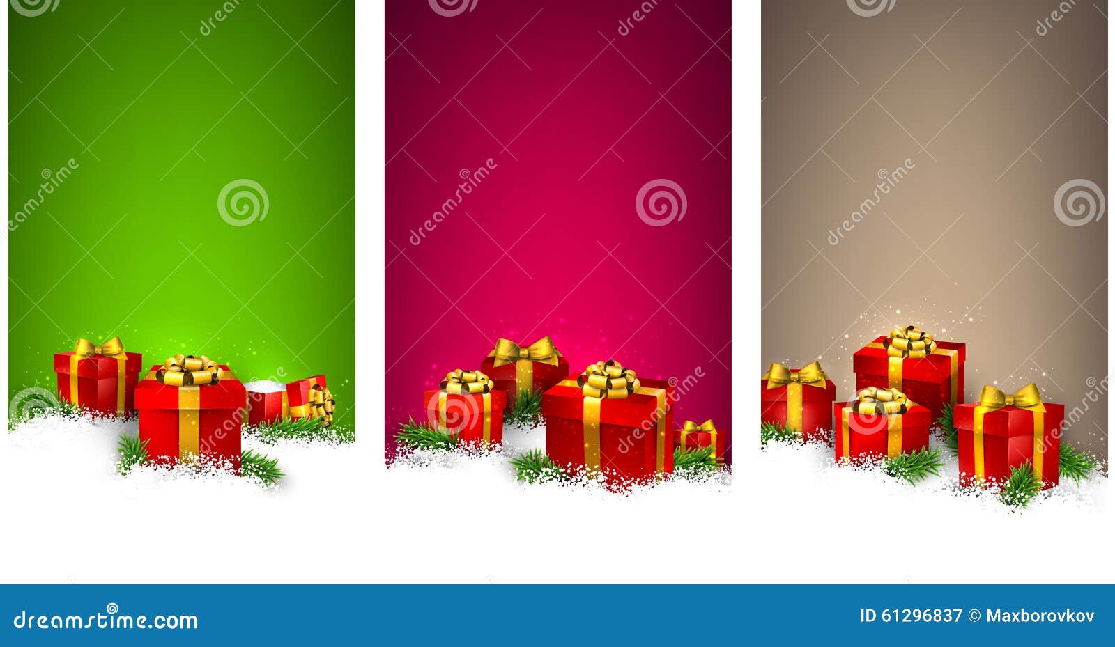 Christmas Stripe Banners with Gift Boxes Stock Vector - Illustration of ...