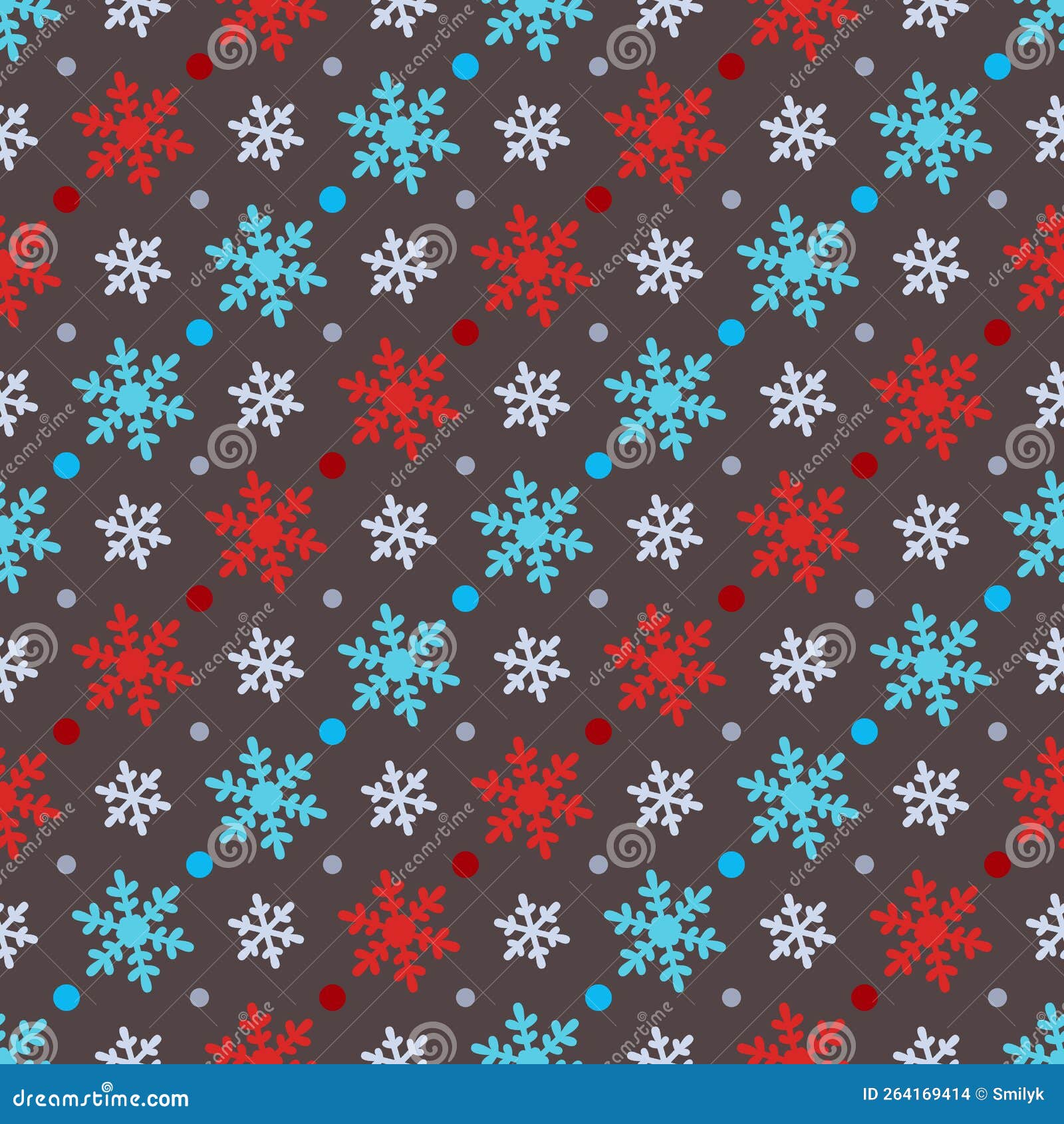 Christmas Striped Seamless Pattern of Blue, Red and Grey Snowflakes on ...