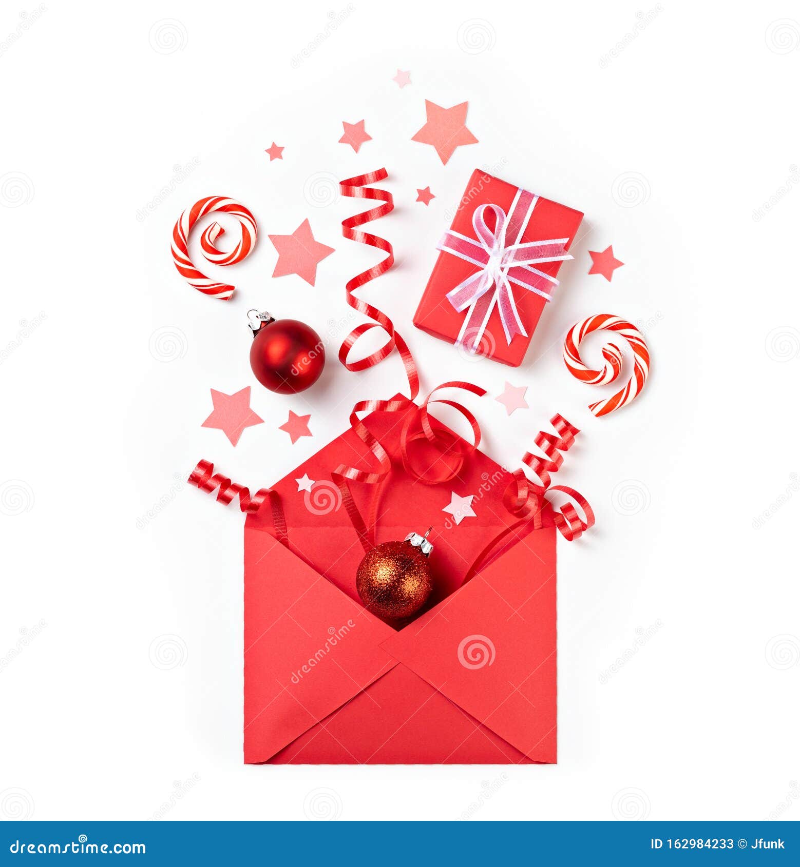 Christmas Surprise Gift Pop Out Of Red Envelope Stock Image - Image of ...