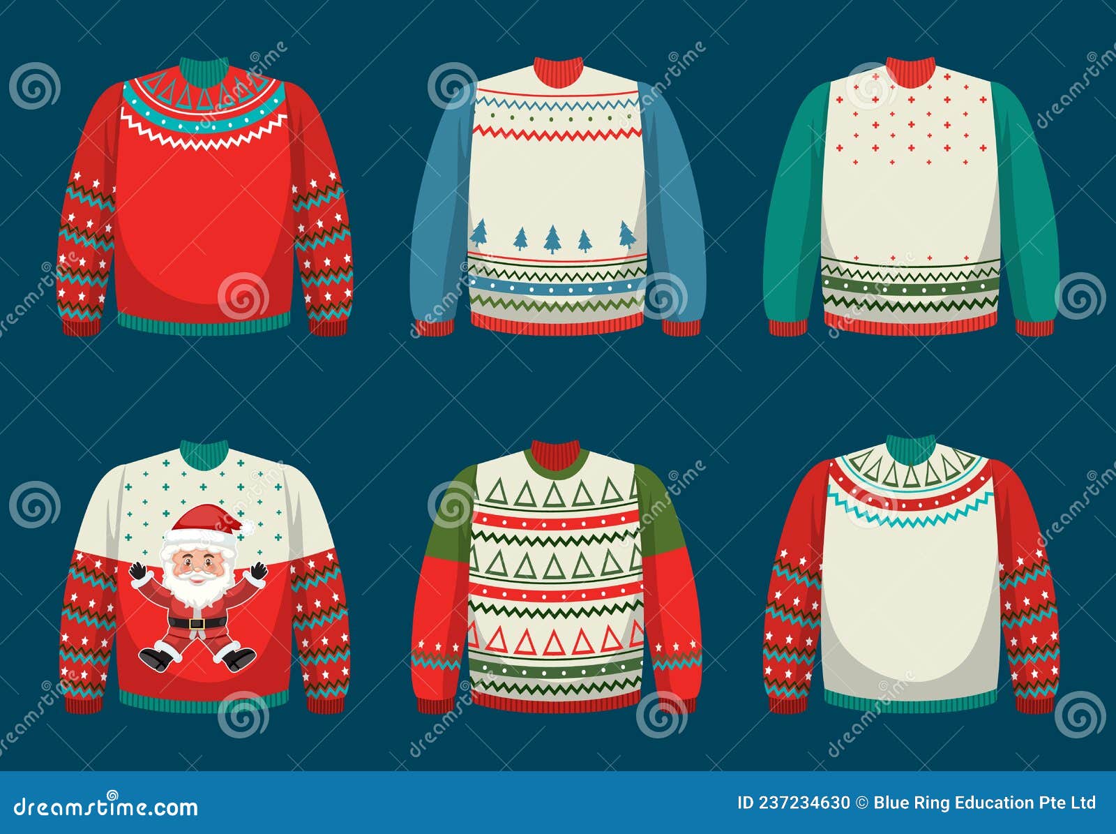 Christmas Sweaters in Cartoon Style Stock Vector - Illustration of ...