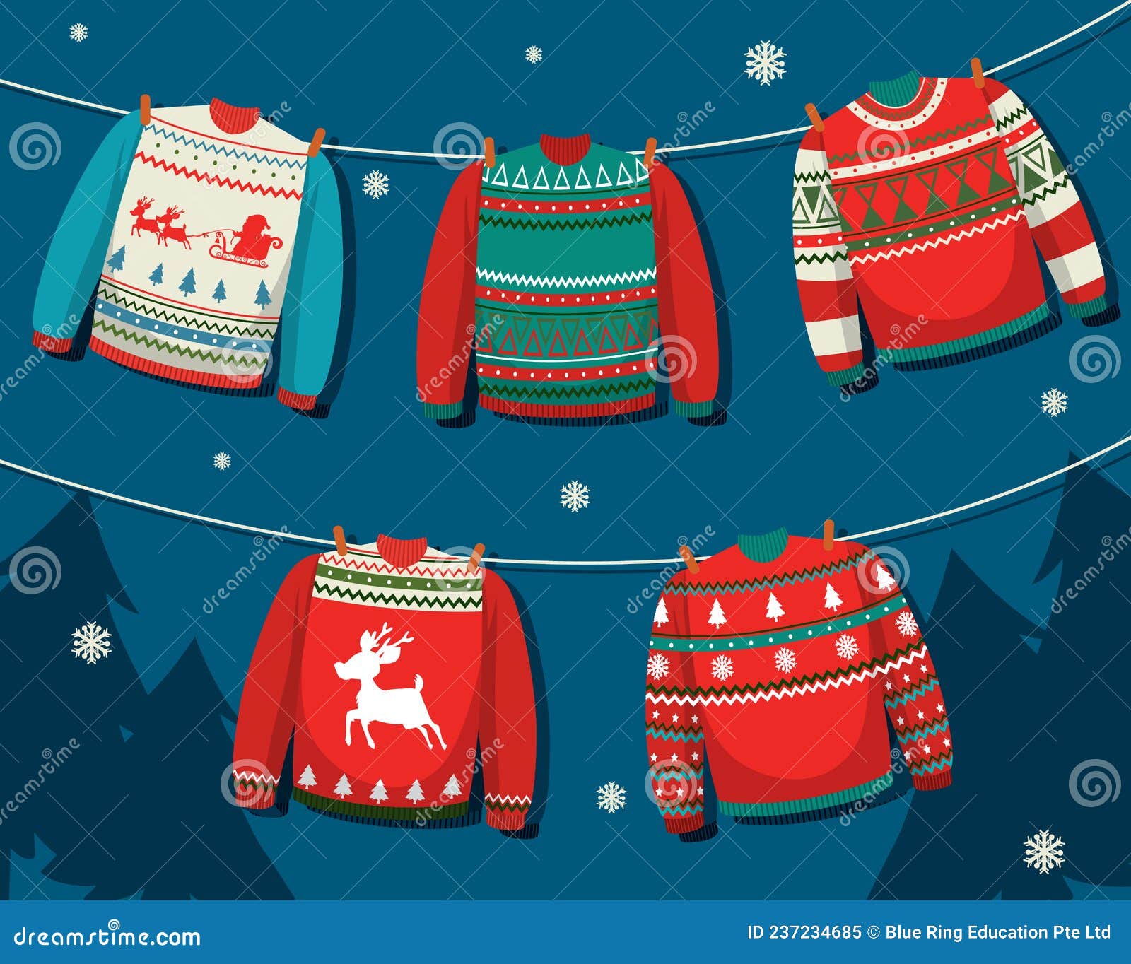 Christmas Sweaters in Cartoon Style Stock Vector - Illustration of ...