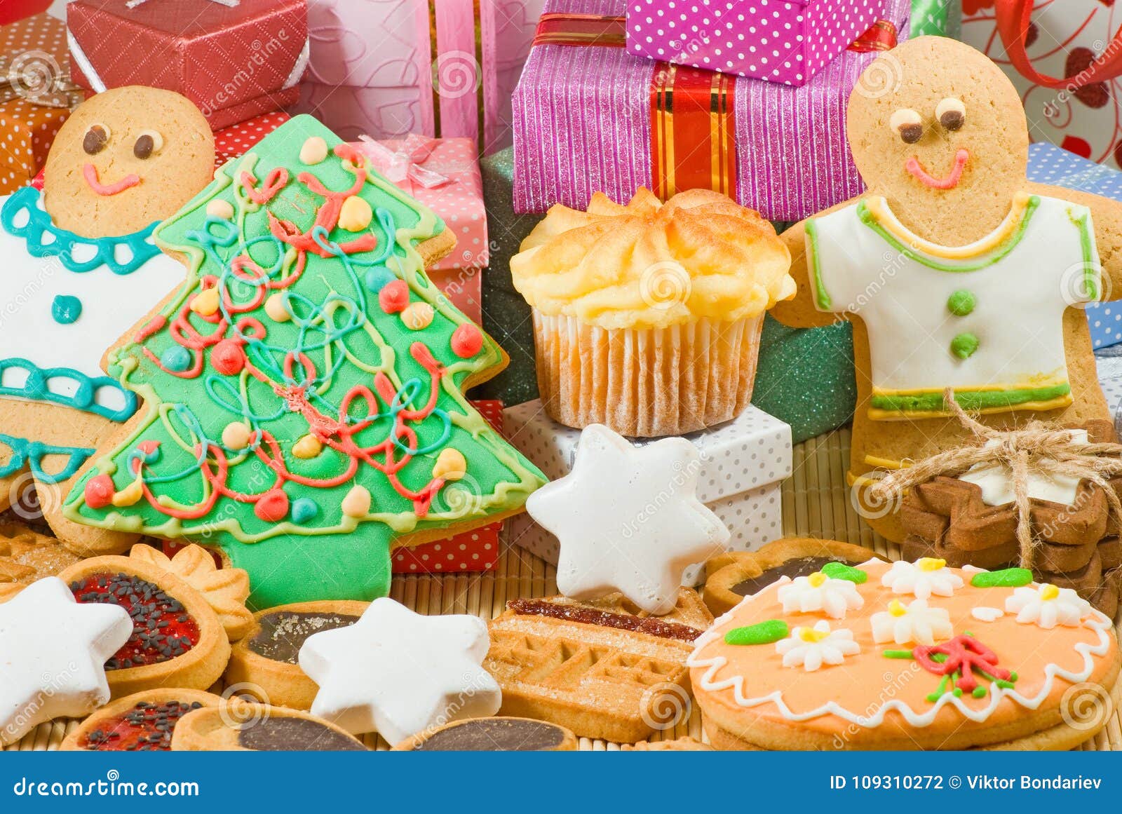 Christmas Sweets and Decorations Stock Photo - Image of ginger, card ...