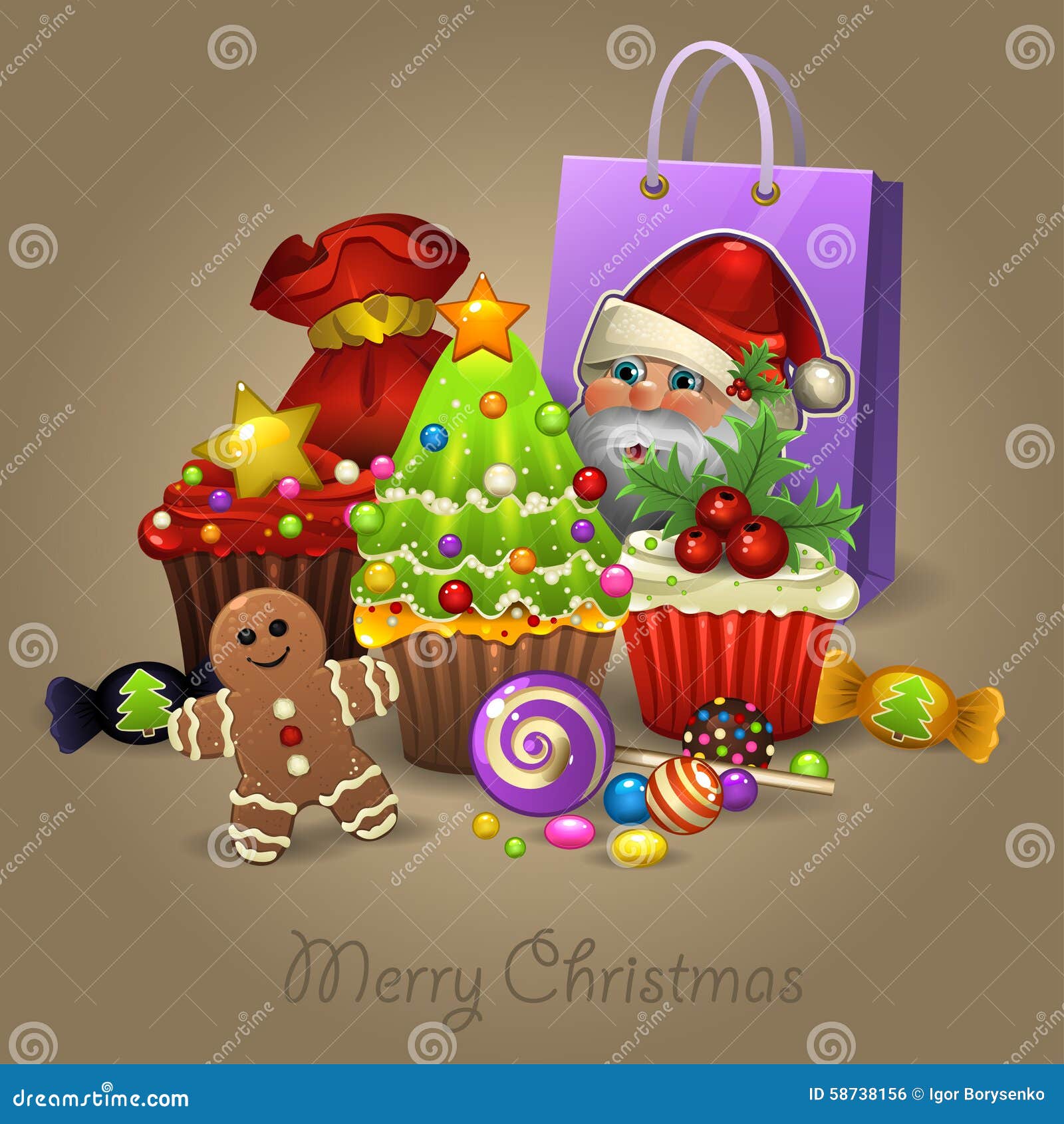 Christmas Sweets and Presents Stock Vector - Illustration of dragee ...