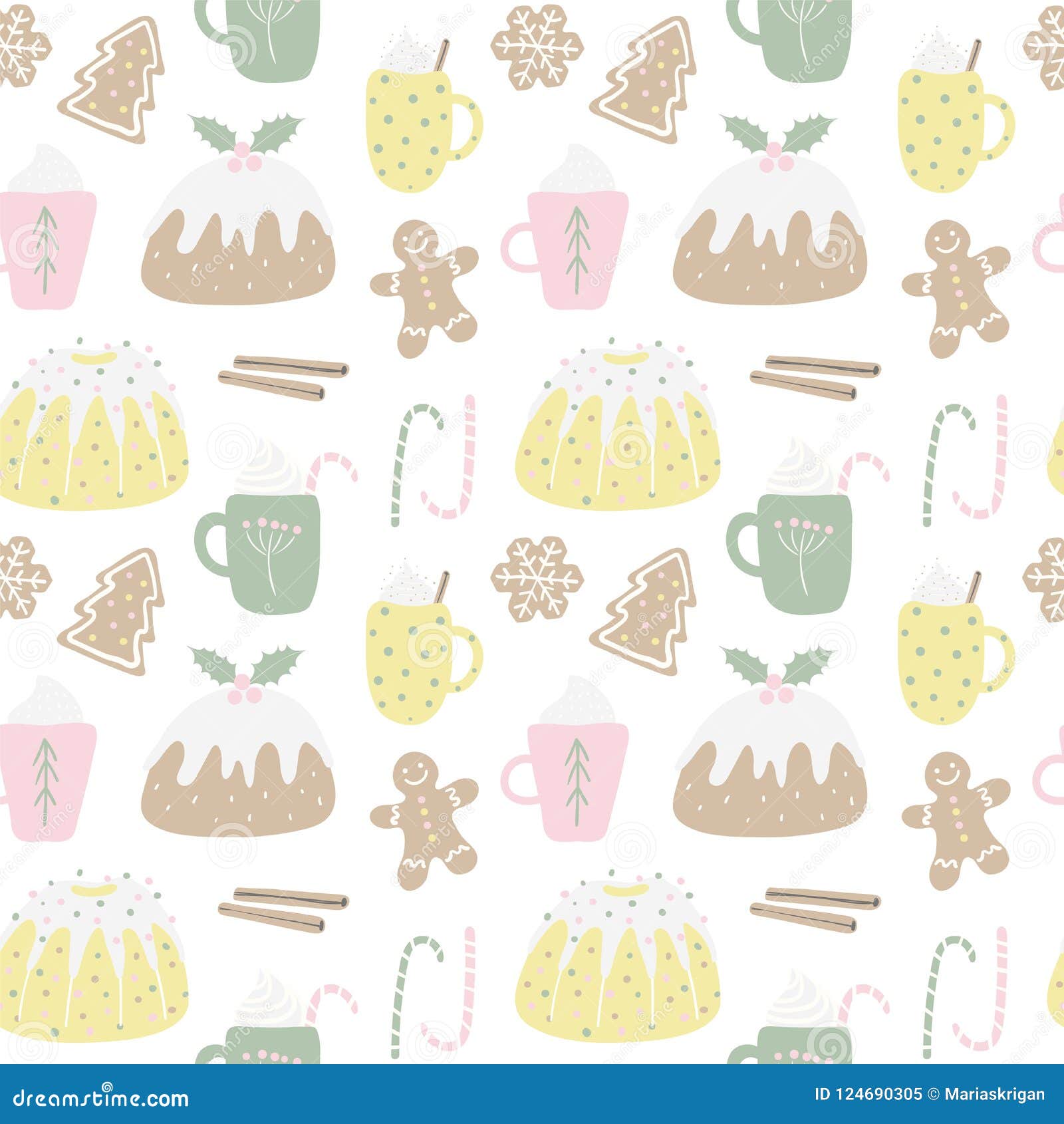 Christmas Sweets Seamless Pattern Stock Vector - Illustration of ...