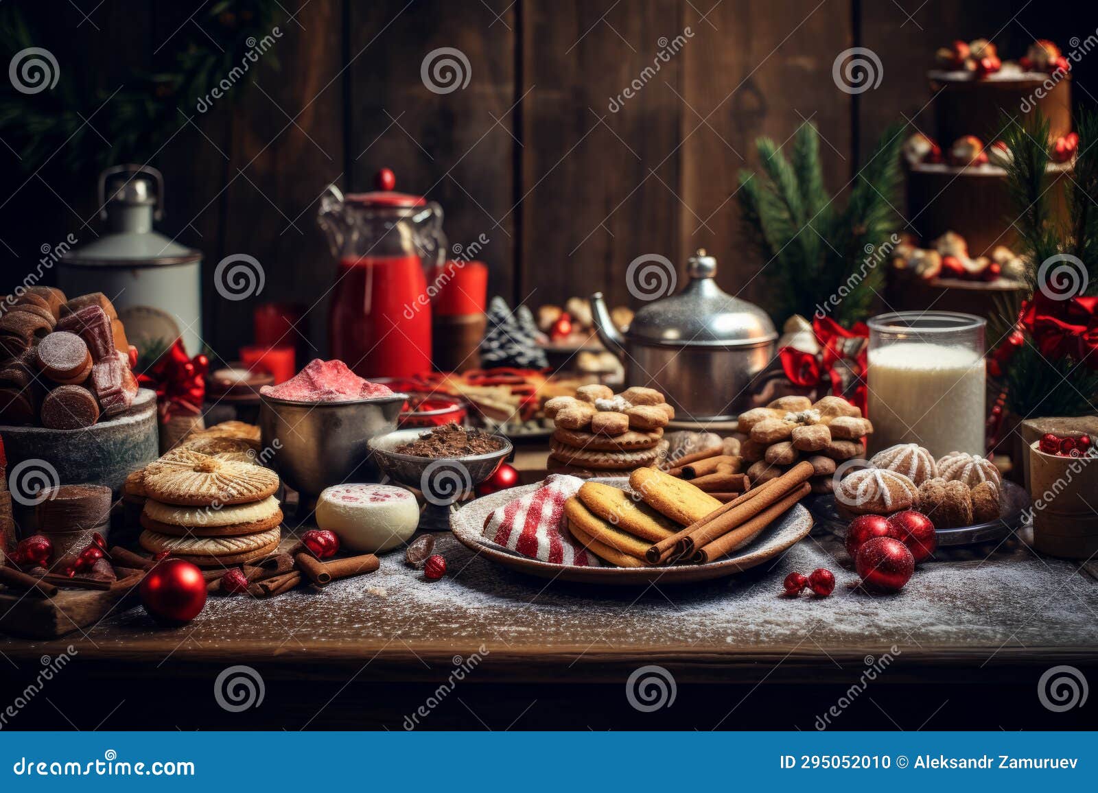 Christmas Table with Holiday Baking. Christmas Eve Food Stock Photo ...