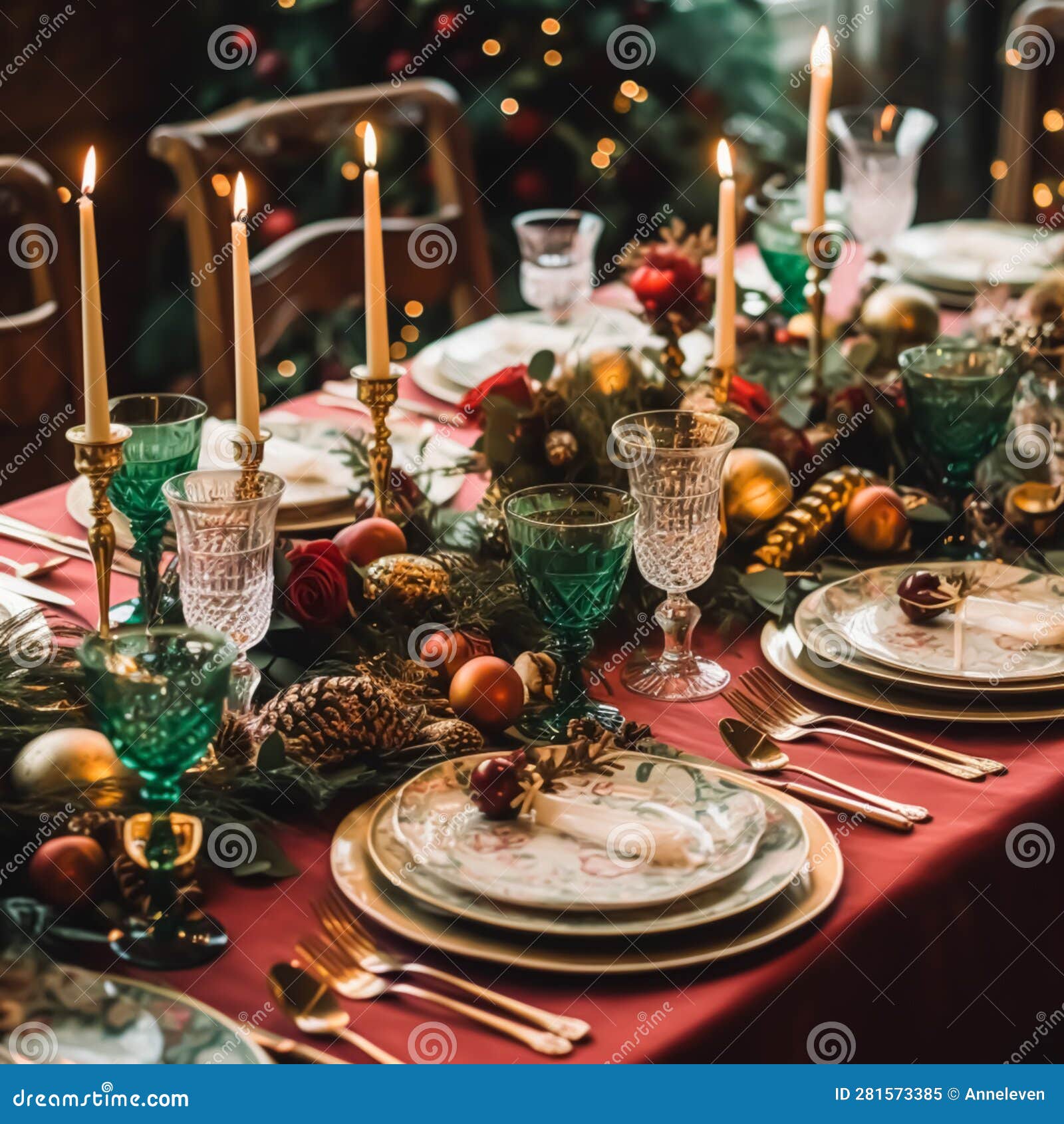Christmas Table Scape, Elegant Formal Dinner Table Setting, Tablescape ...