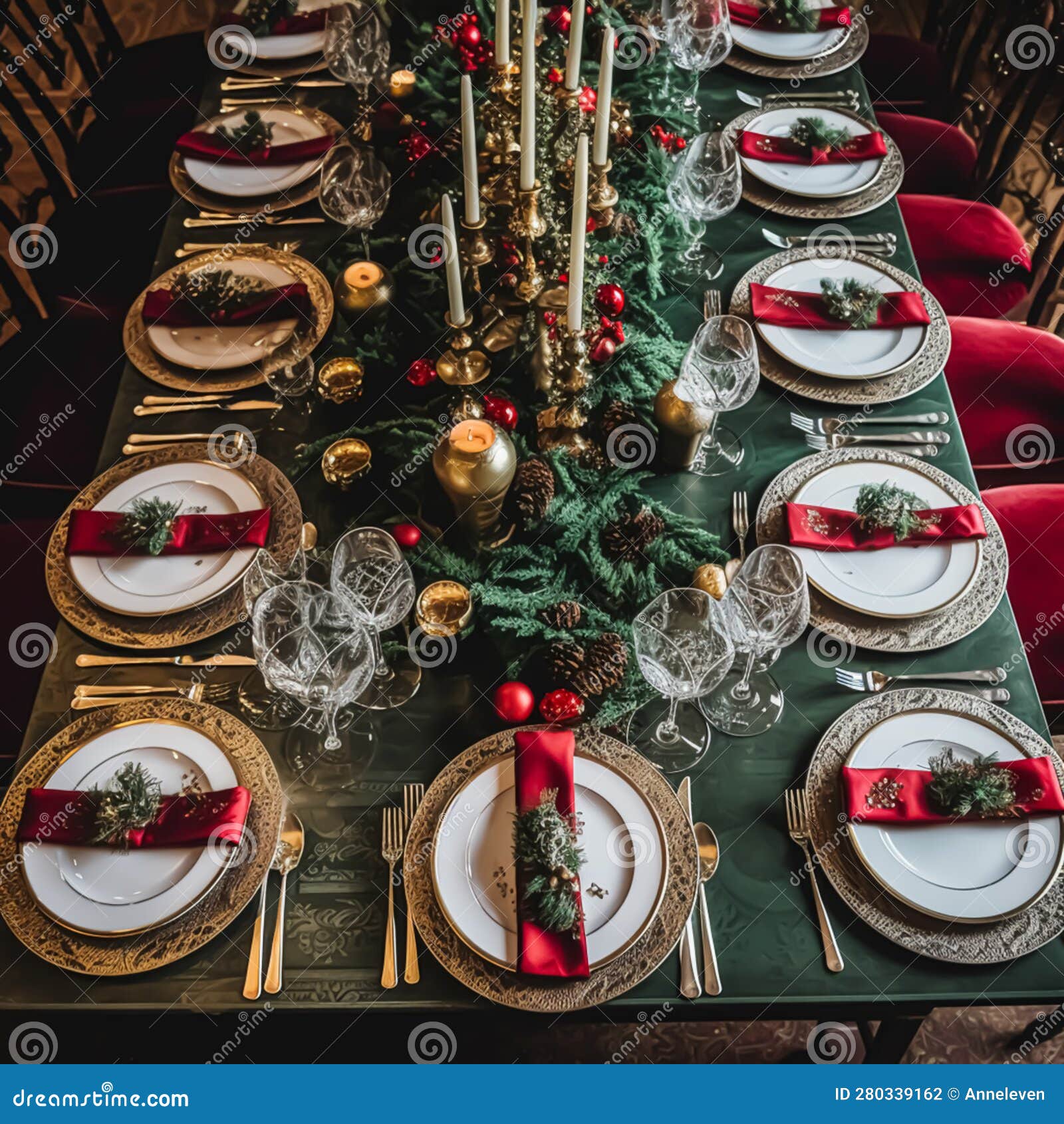 Christmas Table Scape, Elegant Formal Dinner Table Setting, Tablescape ...