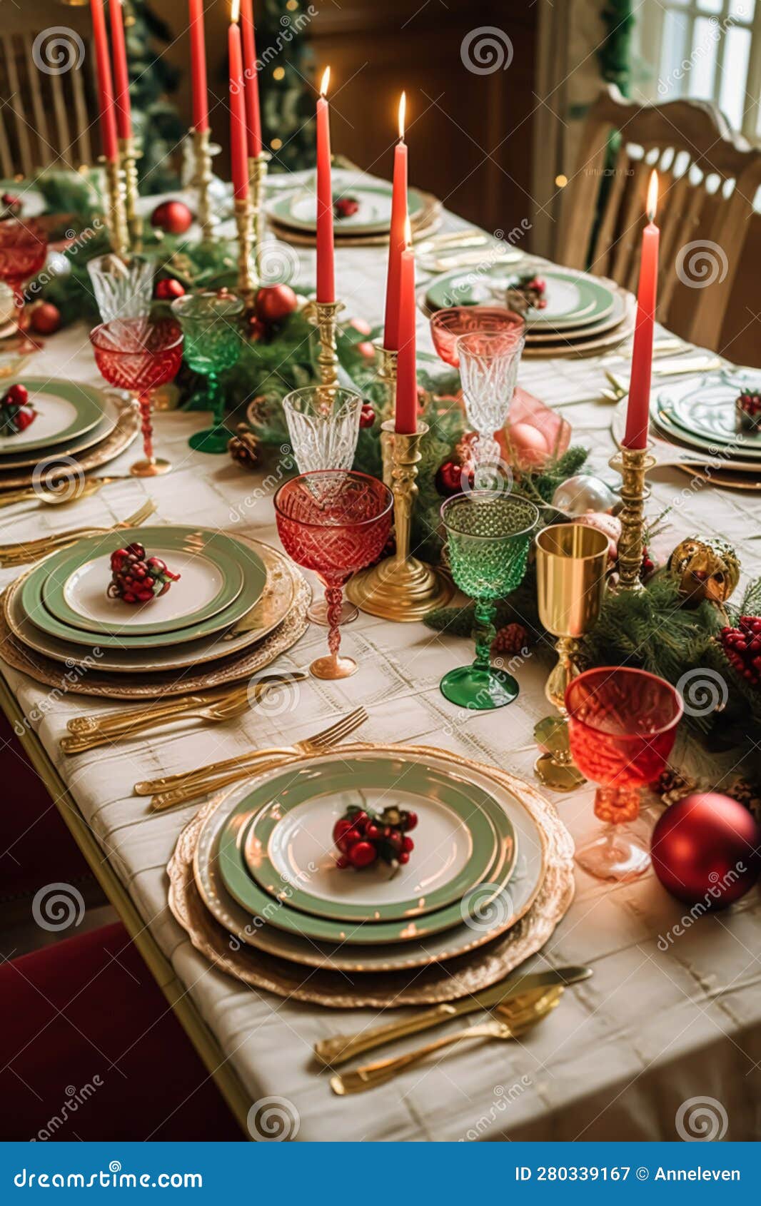 Christmas Table Scape, Elegant Formal Dinner Table Setting, Tablescape ...