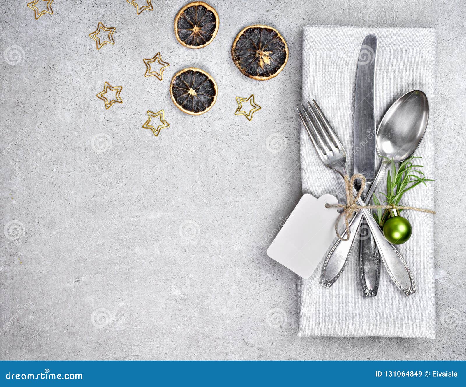 Christmas Table Setting Background with Copy Space Stock Image - Image ...