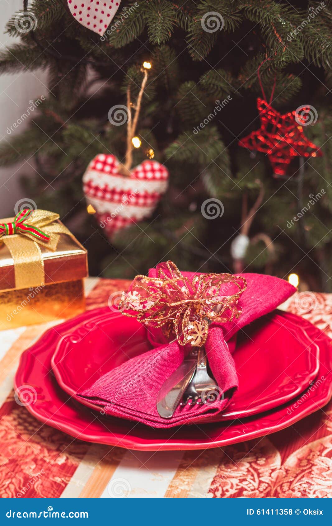 The Christmas tableware stock photo. Image of knife, ornament - 61411358
