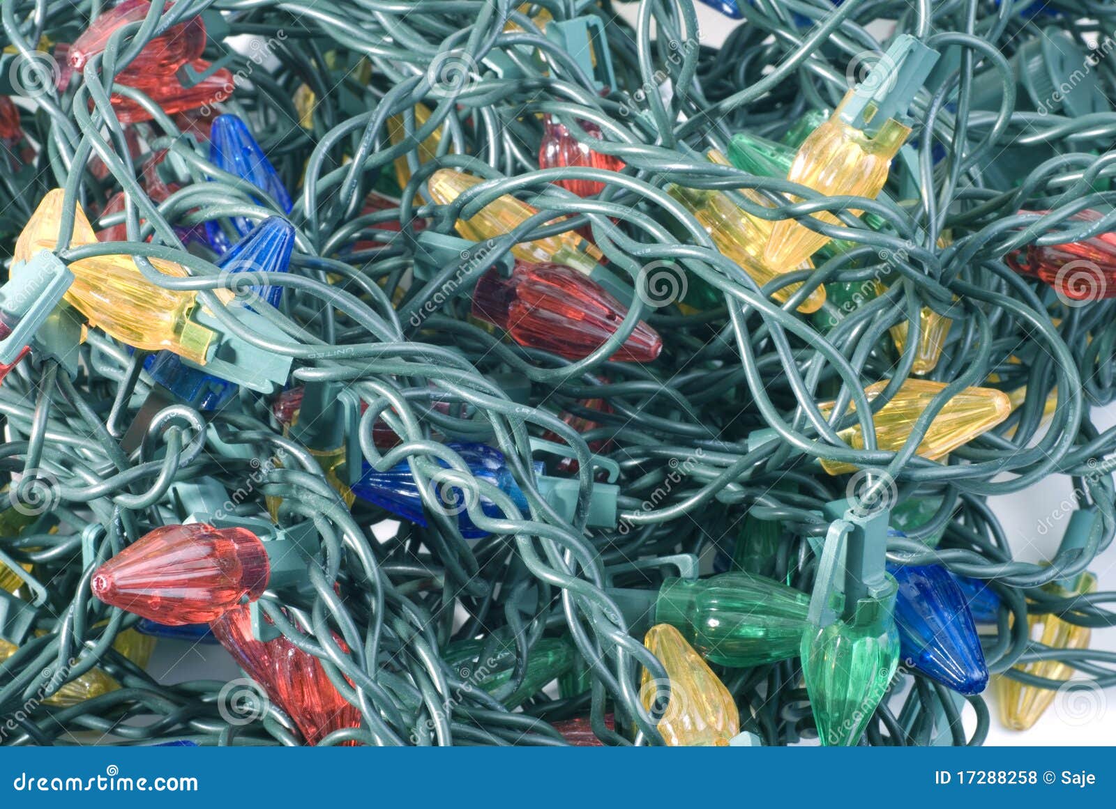 Christmas Tangled Mess of Lights Stock Photo - Image of green, lights ...