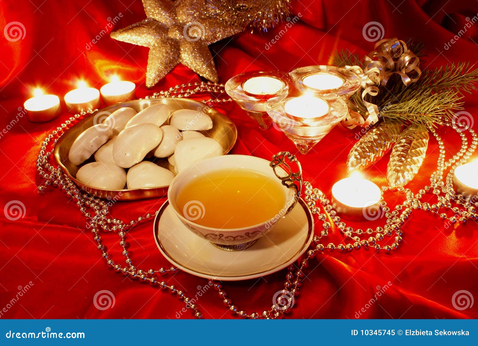 Christmas tea stock image. Image of holiday, beads, ornament - 10345745