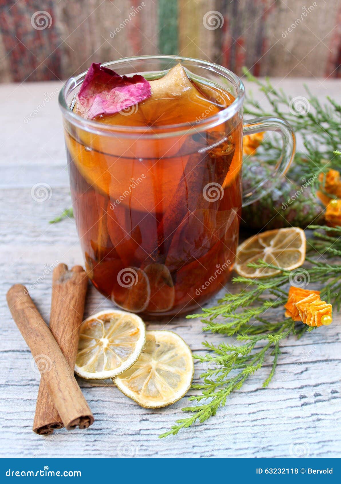Christmas Tea with Dried Lemon, Cinnamon Sticks Stock Photo - Image of ...