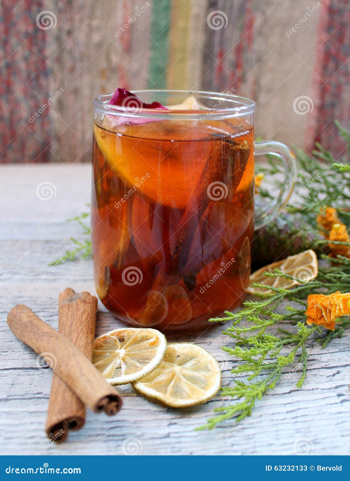 Christmas Tea with Dried Lemon, Cinnamon Sticks Stock Image - Image of ...