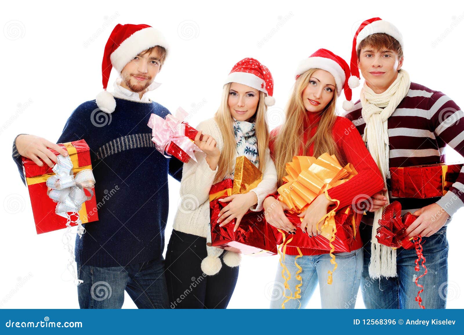 Christmas team stock photo. Image of four, model, group - 12568396